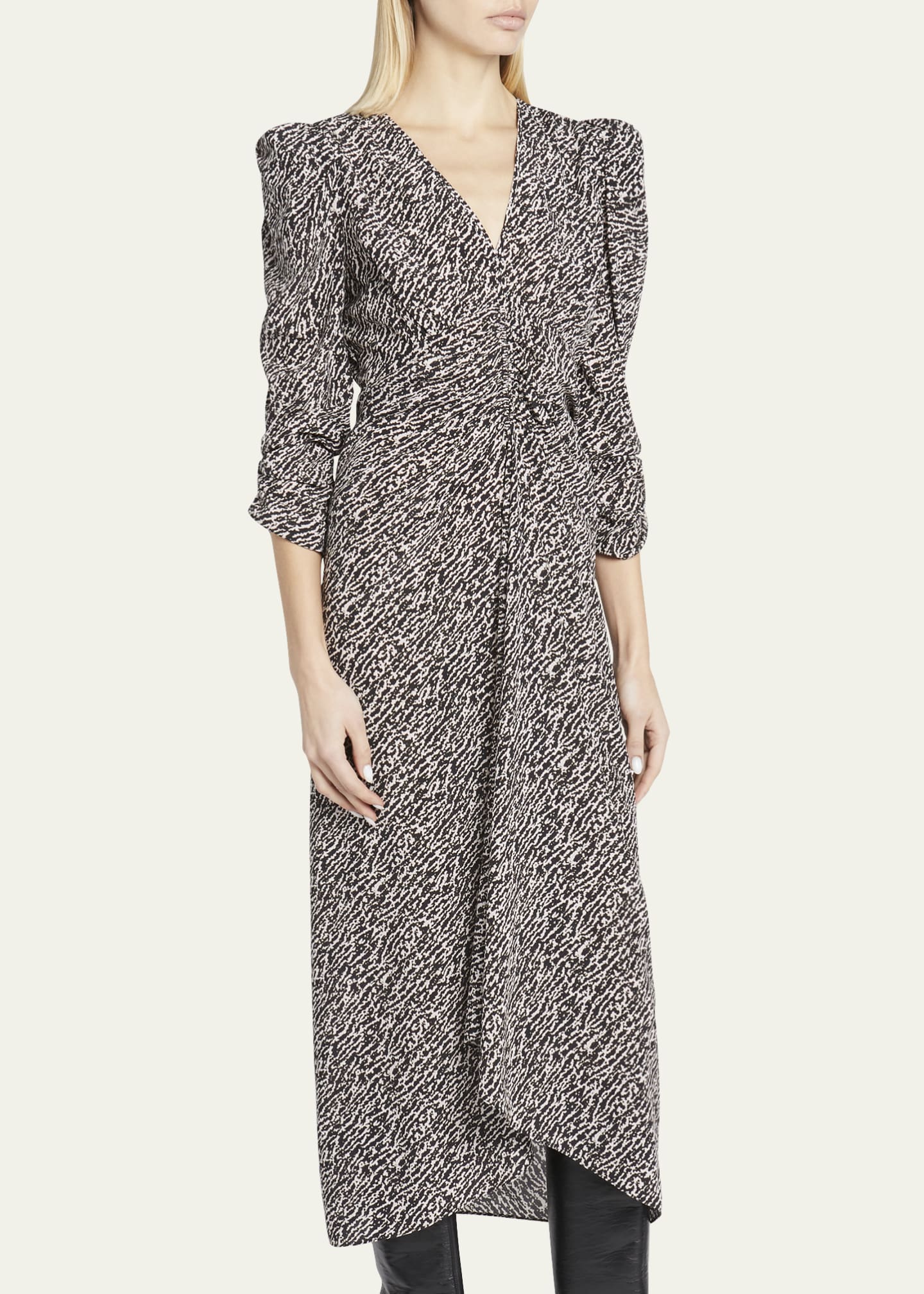 Isabel Marant Albini Ruched Floral-Print Midi Dress - Bergdorf Goodman