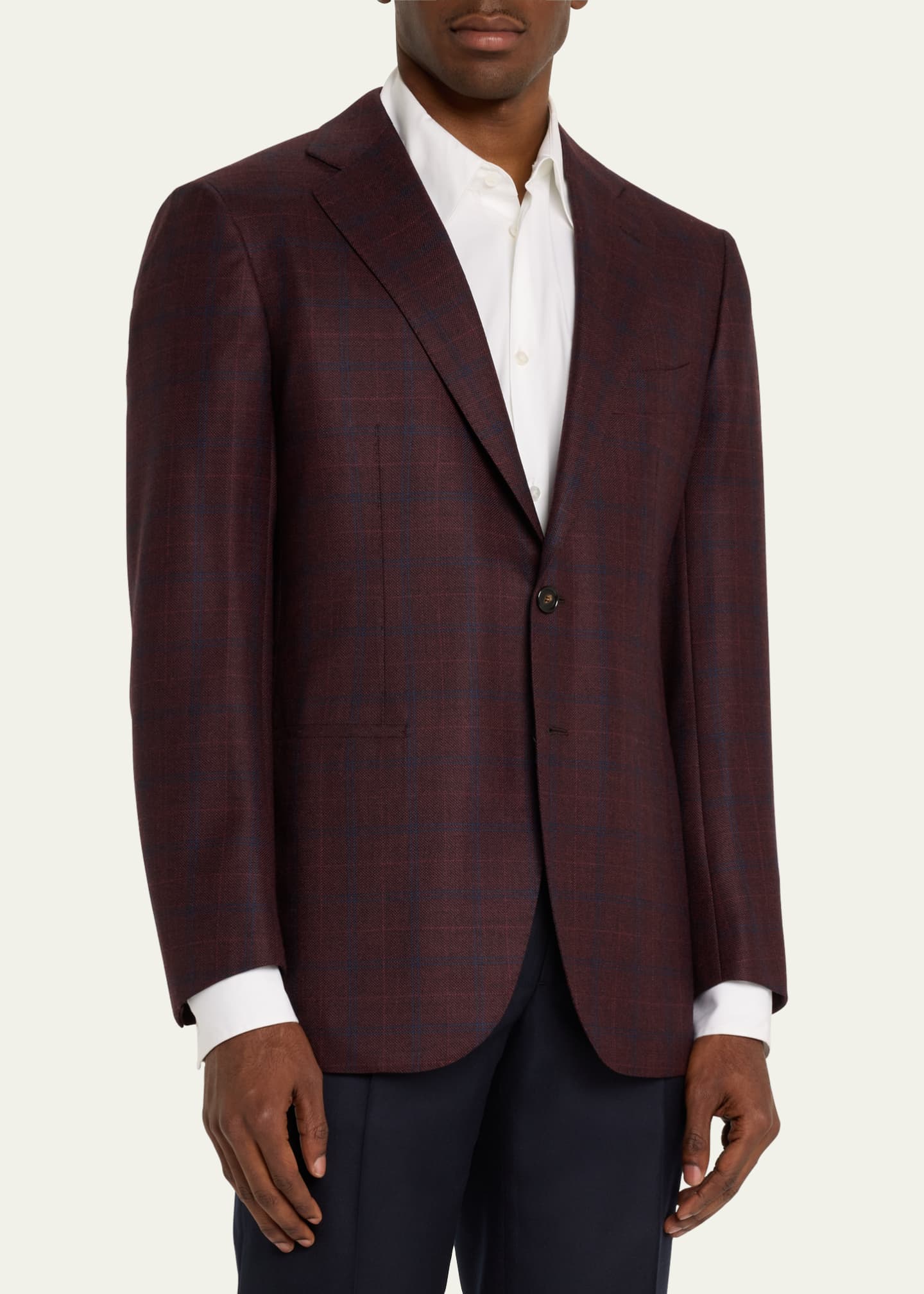 Cesare Attolini Men's Plaid Wool-Cashmere Sport Jacket - Bergdorf Goodman
