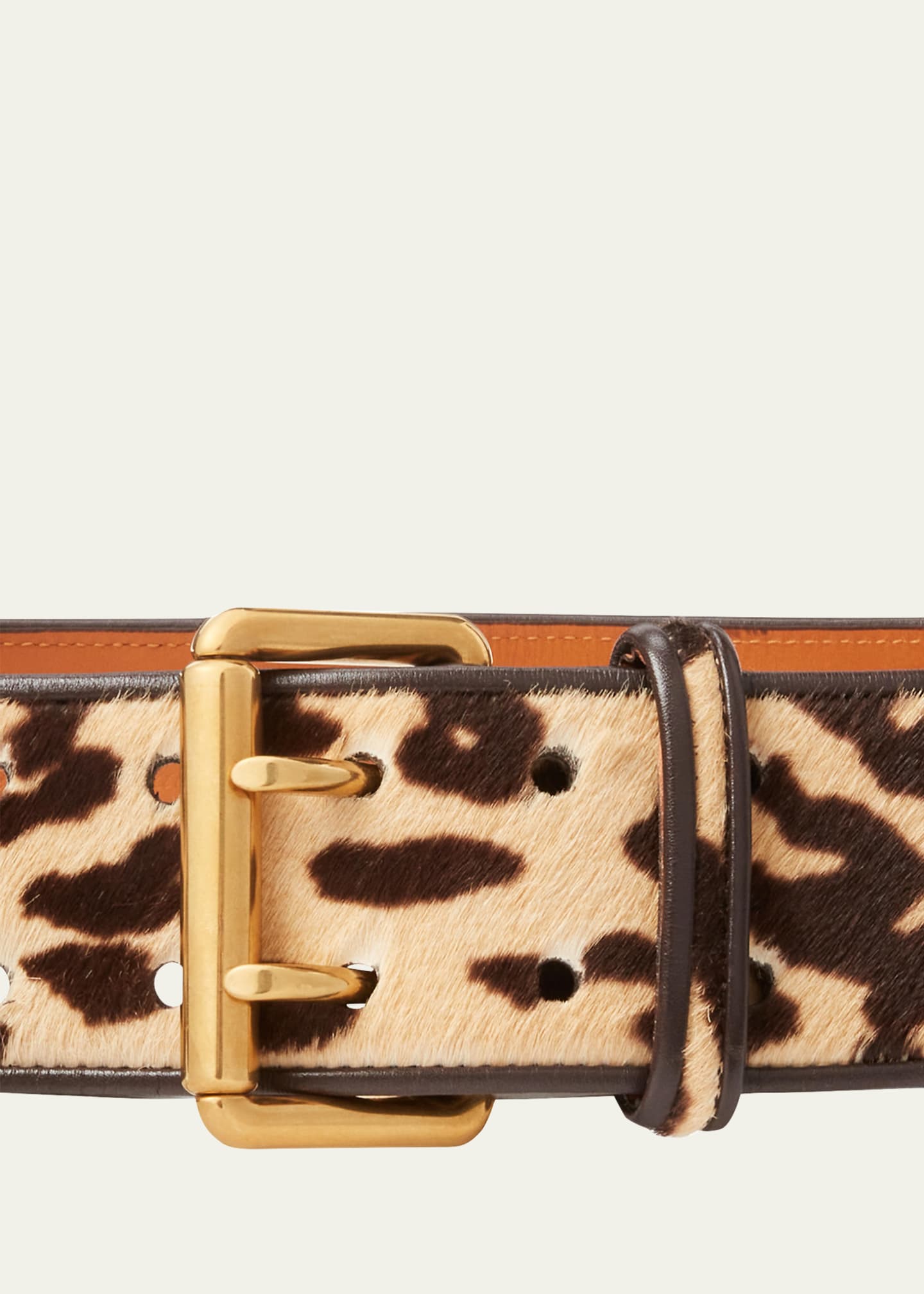 Ralph Lauren Collection Double-Prong Leopard Print Leather Belt ...