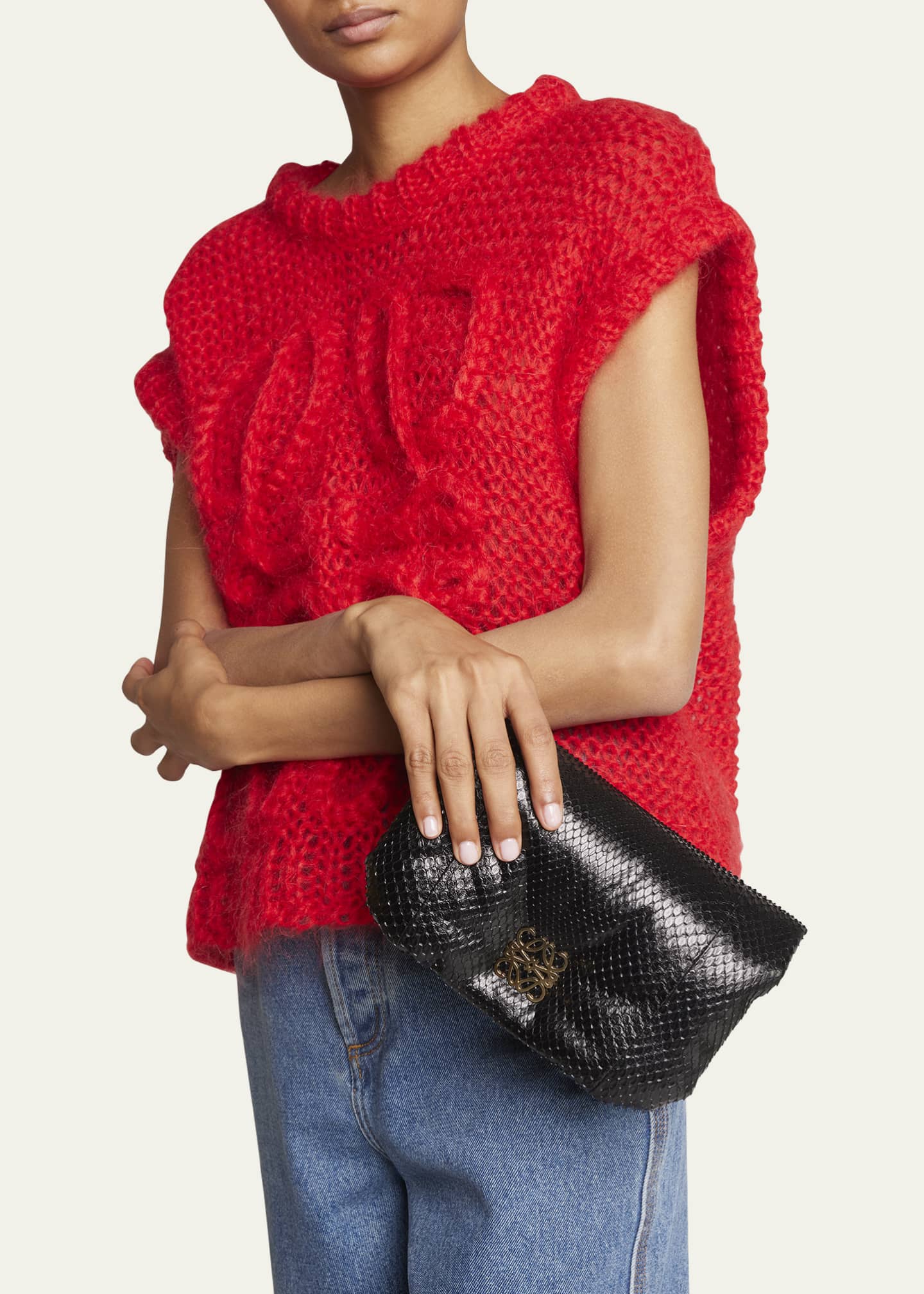 Loewe Goya Mini Shiny Python-Print Shoulder Bag - Bergdorf Goodman