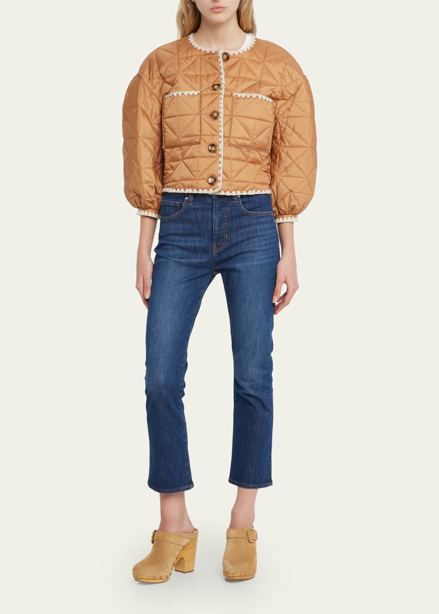 Veronica Beard Leal Reversible Quilted Puff-Sleeve Cropped Jacket ...