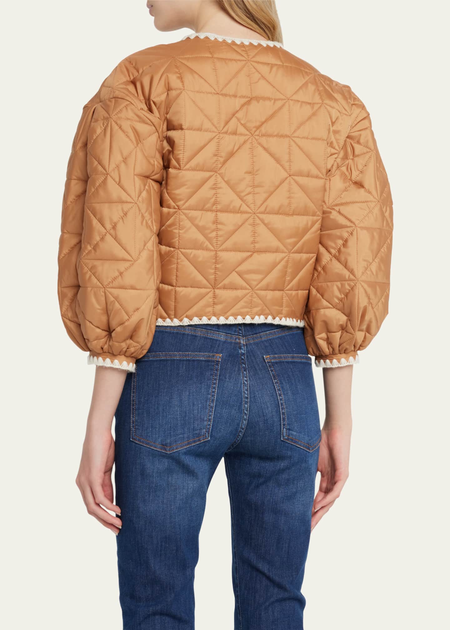 Veronica Beard Leal Reversible Quilted Puff-Sleeve Cropped Jacket - Bergdorf Goodman