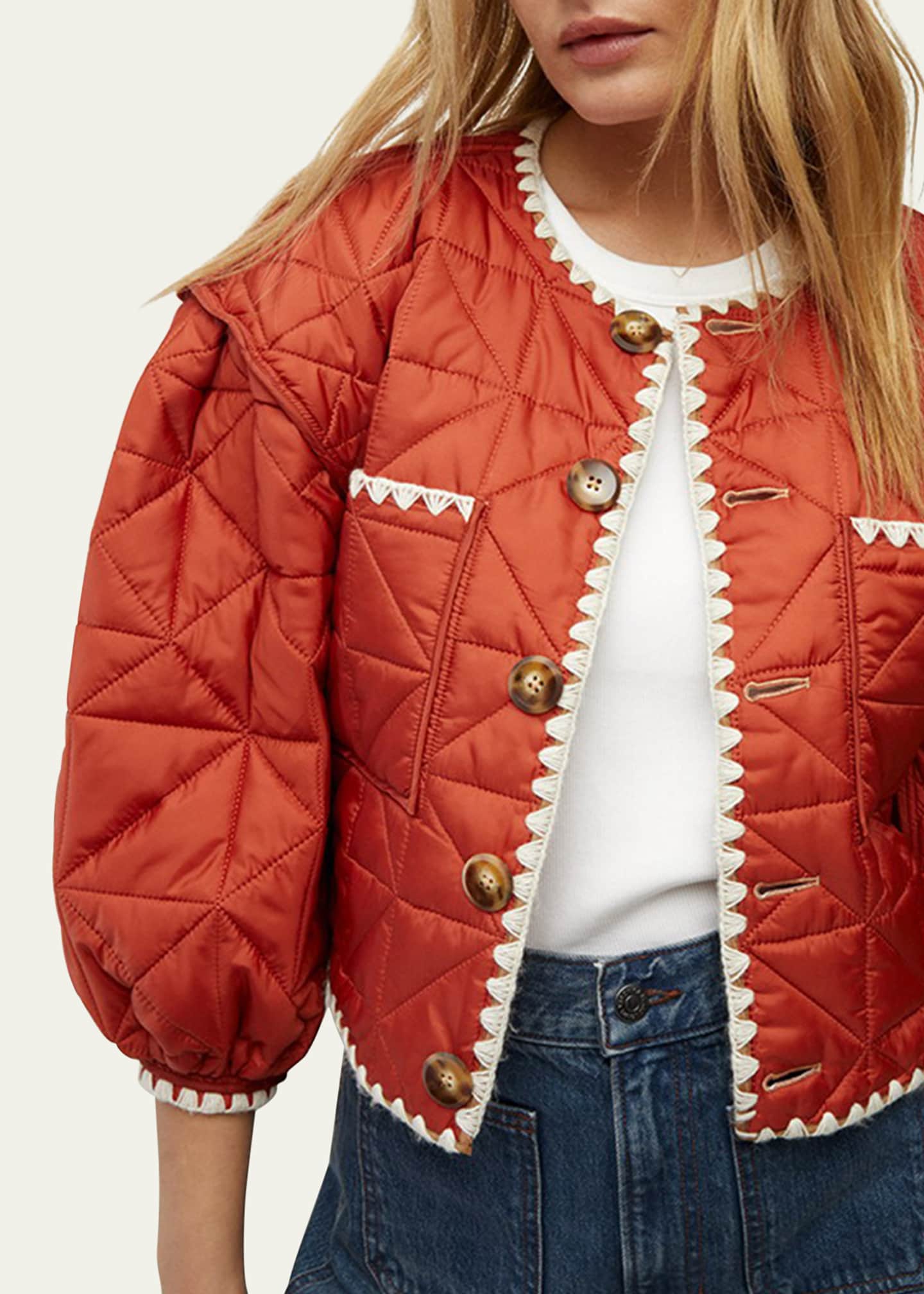 Veronica Beard Leal Reversible Quilted Puff-Sleeve Cropped Jacket ...