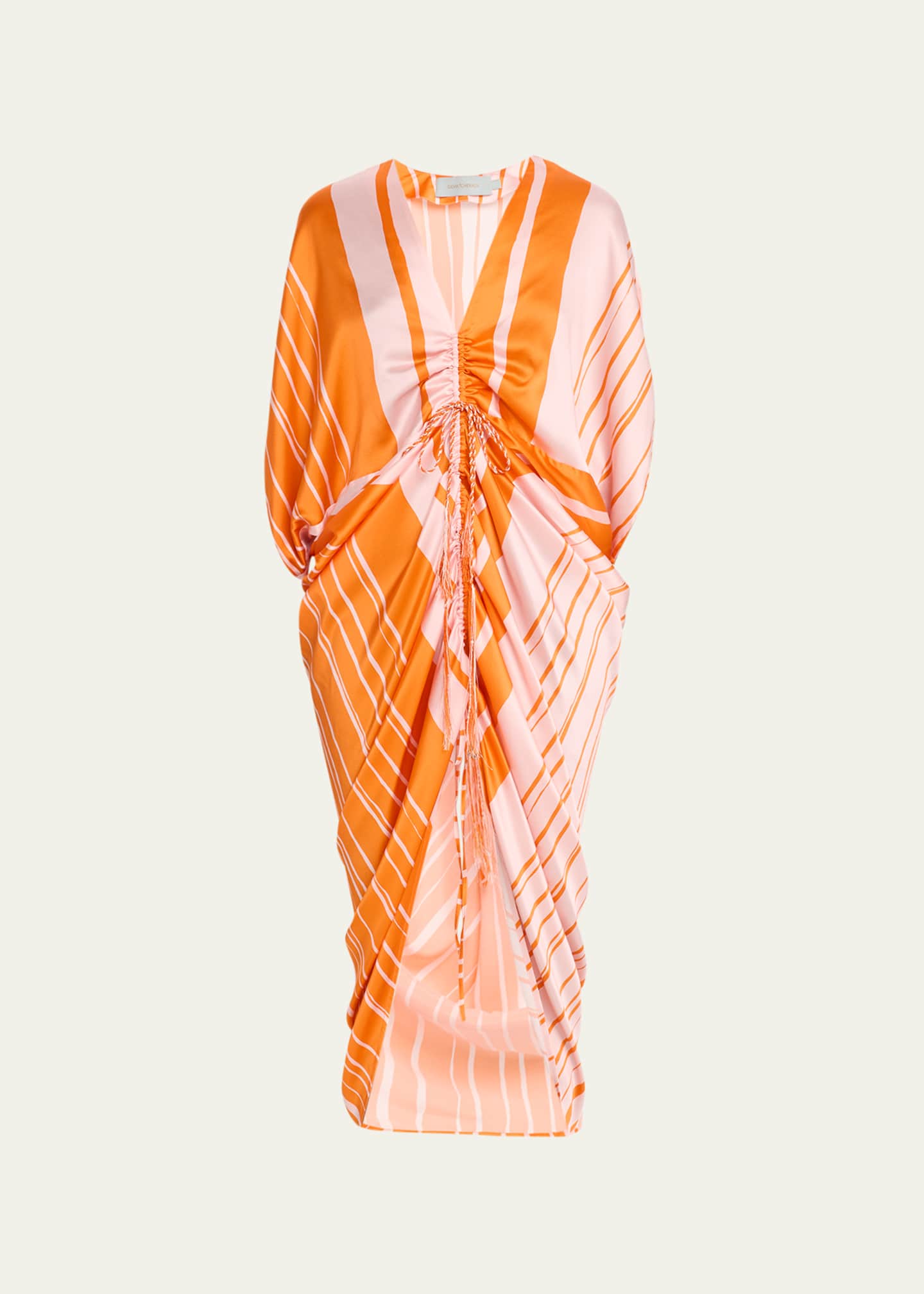 Silvia Tcherassi Cloister Stripe-Print Ruched Midi Silk Dress ...