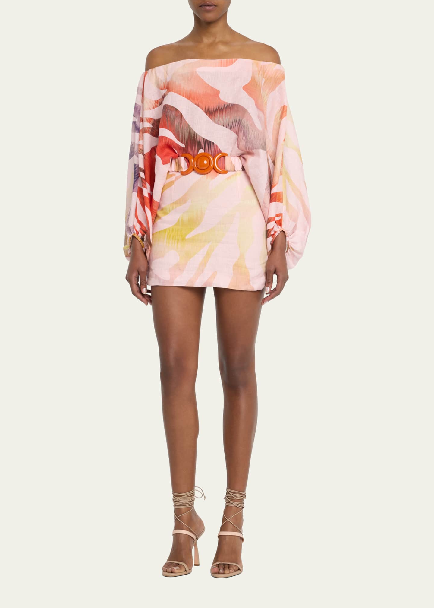 Silvia Tcherassi Manon Off Shoulder Linen Mini Dress Bergdorf Goodman