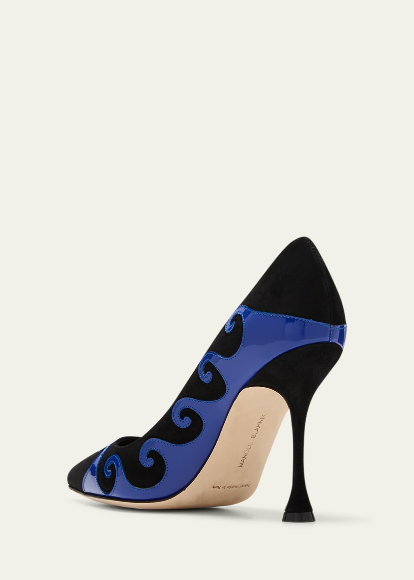 Manolo Blahnik Kasai Patent Suede Wave Pumps - Bergdorf Goodman