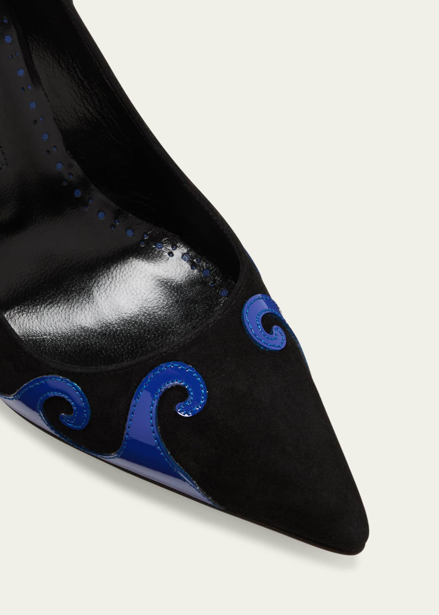 Manolo Blahnik Kasai Patent Suede Wave Pumps - Bergdorf Goodman