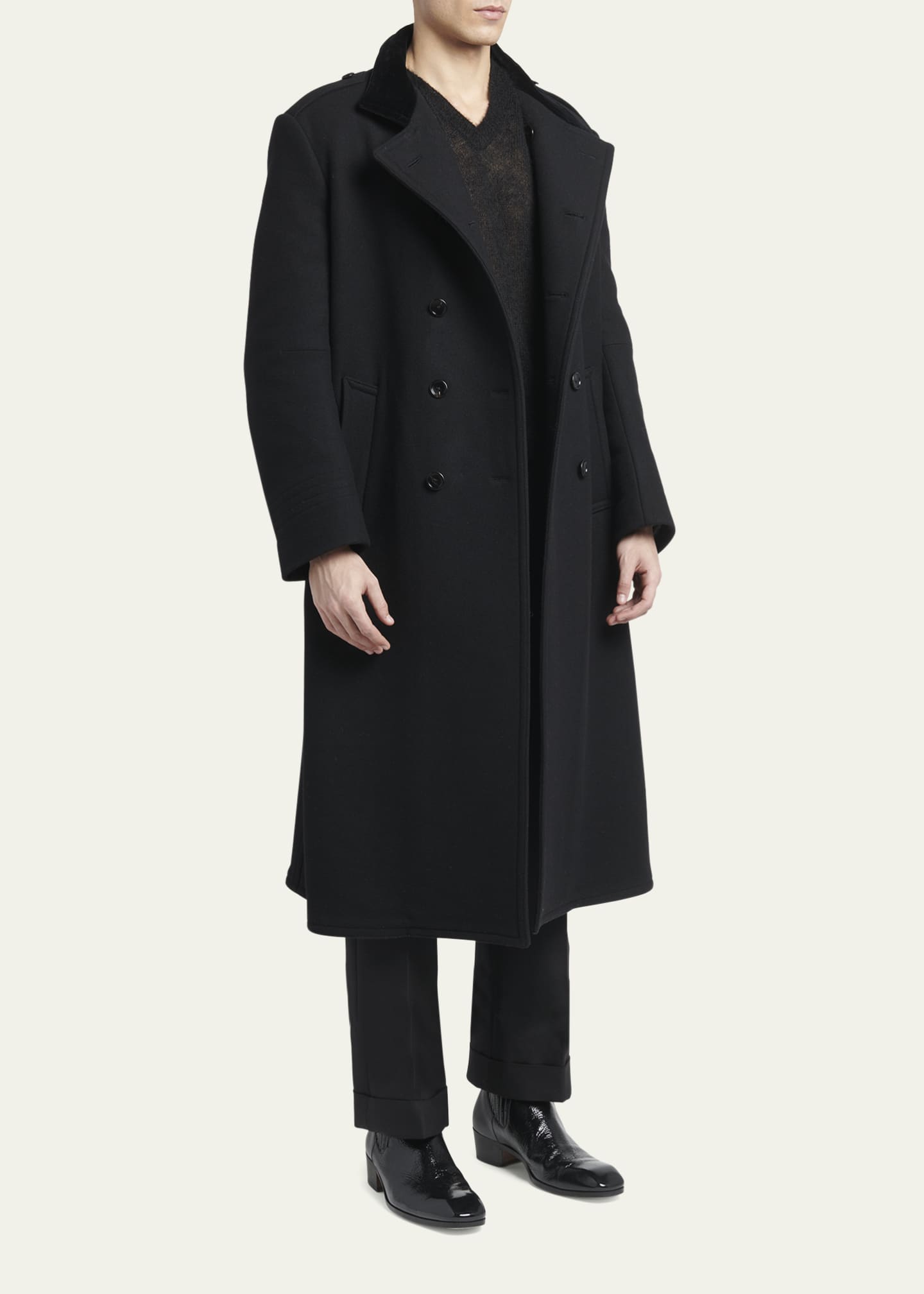 TOM FORD Men's Double-Breasted Funnel Overcoat - Bergdorf Goodman