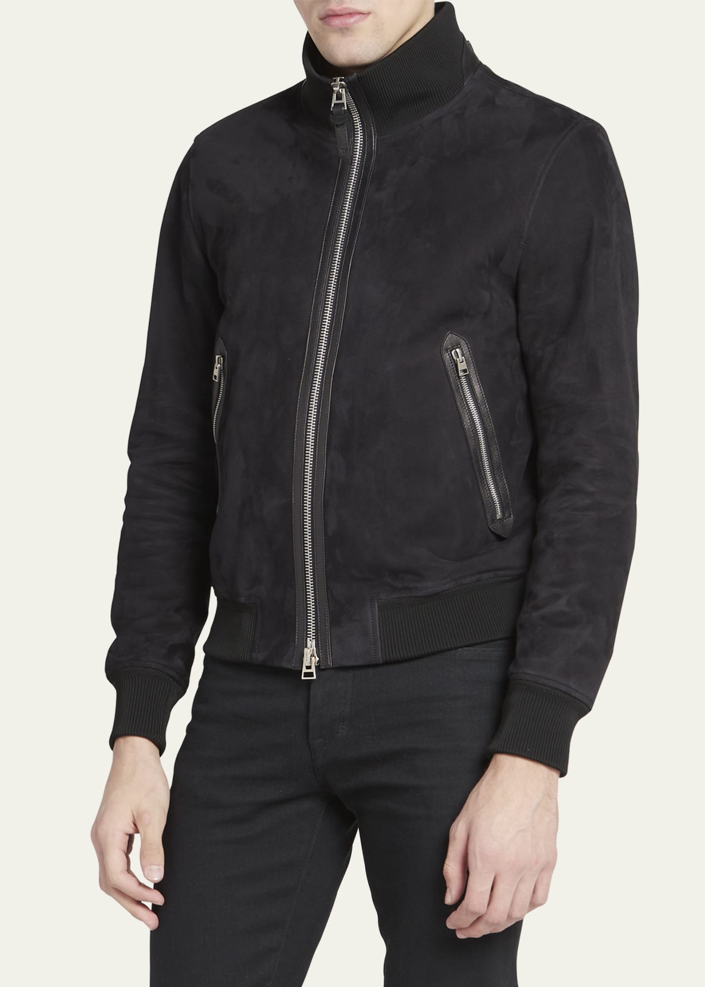 TOM FORD Men's Suede Full-Zip Blouson Jacket - Bergdorf Goodman