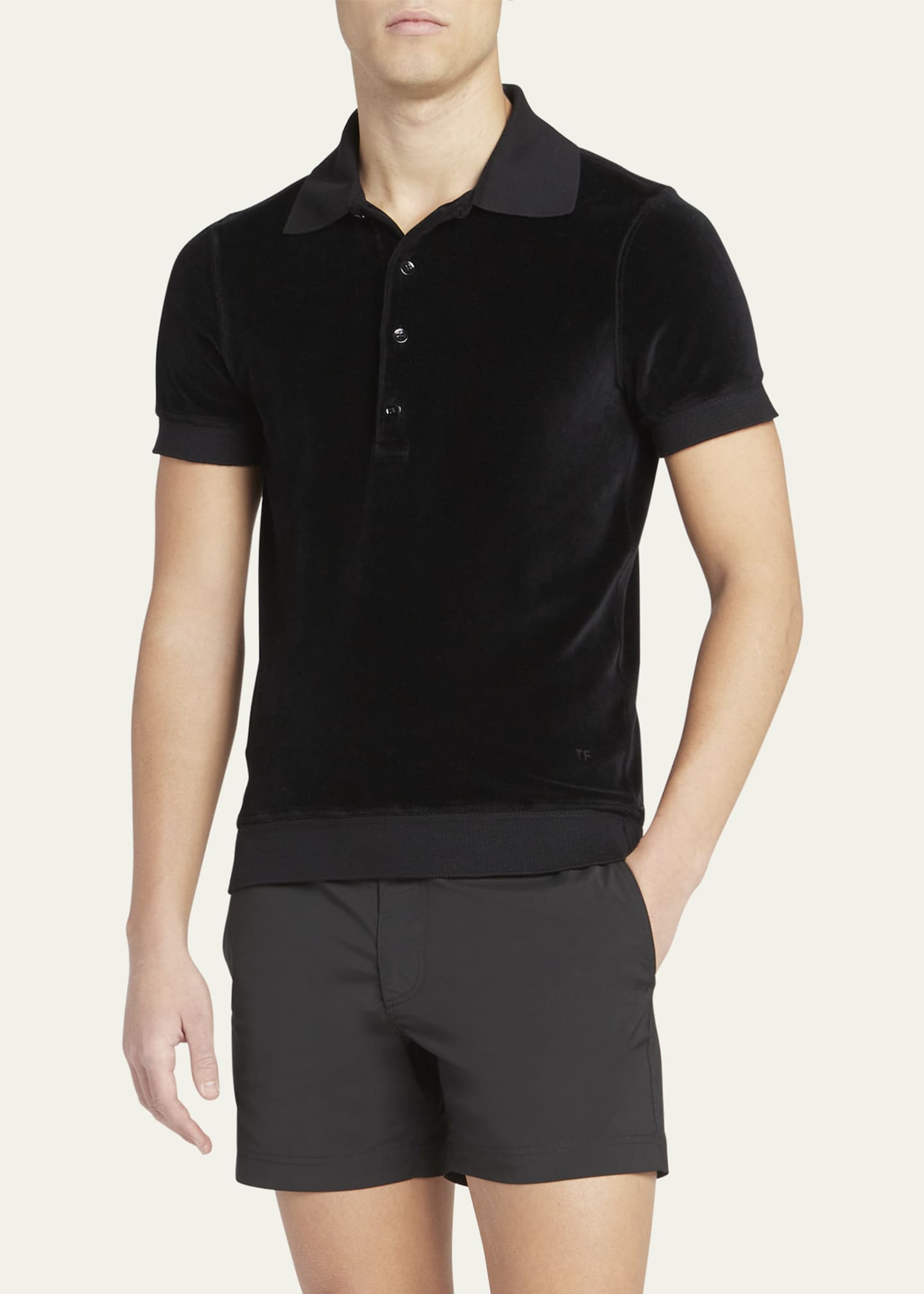 TOM FORD Men's Velour Polo Shirt - Bergdorf Goodman
