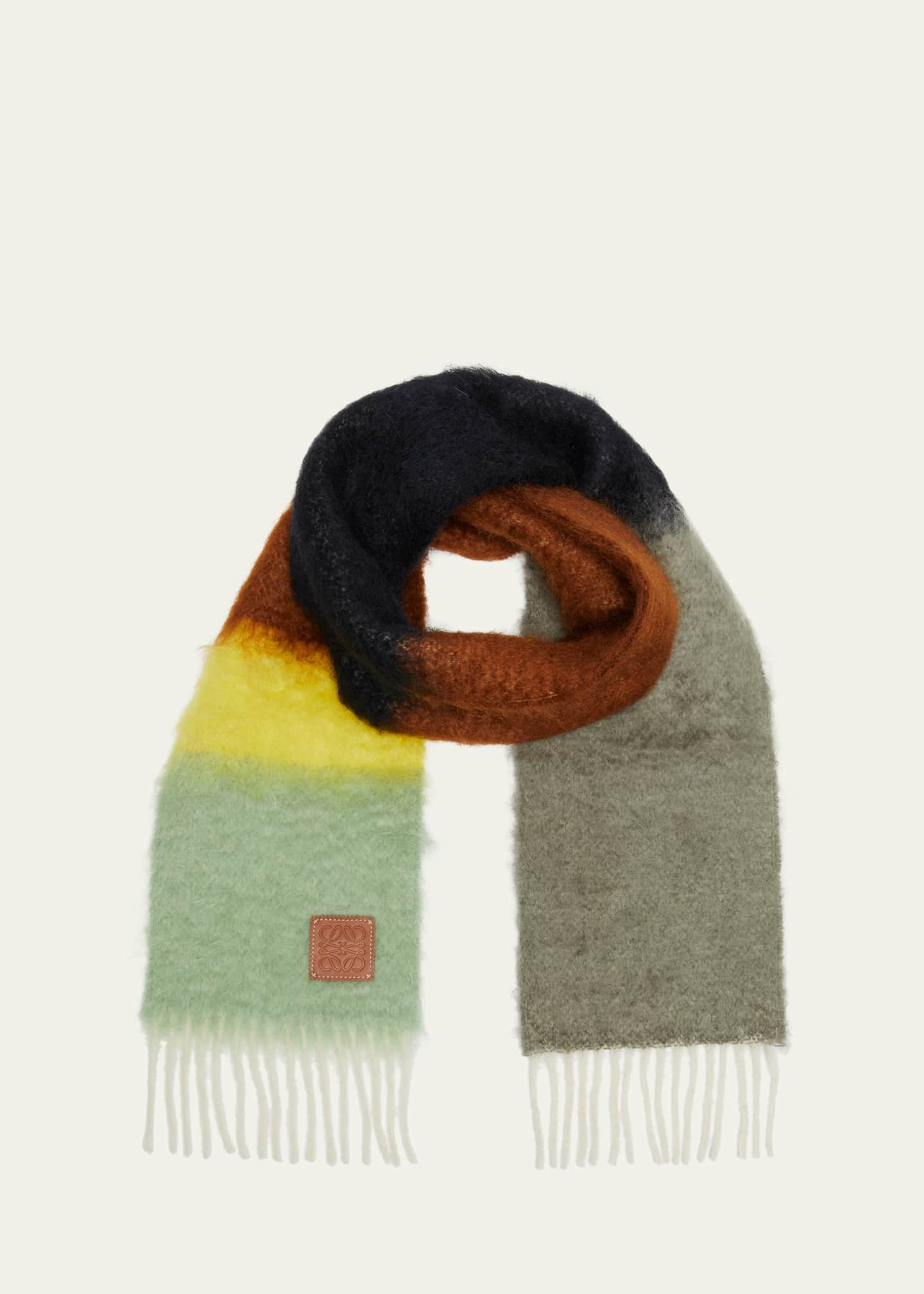 Loewe Color-Block Stripe Wool & Mohair Scarf - Bergdorf Goodman