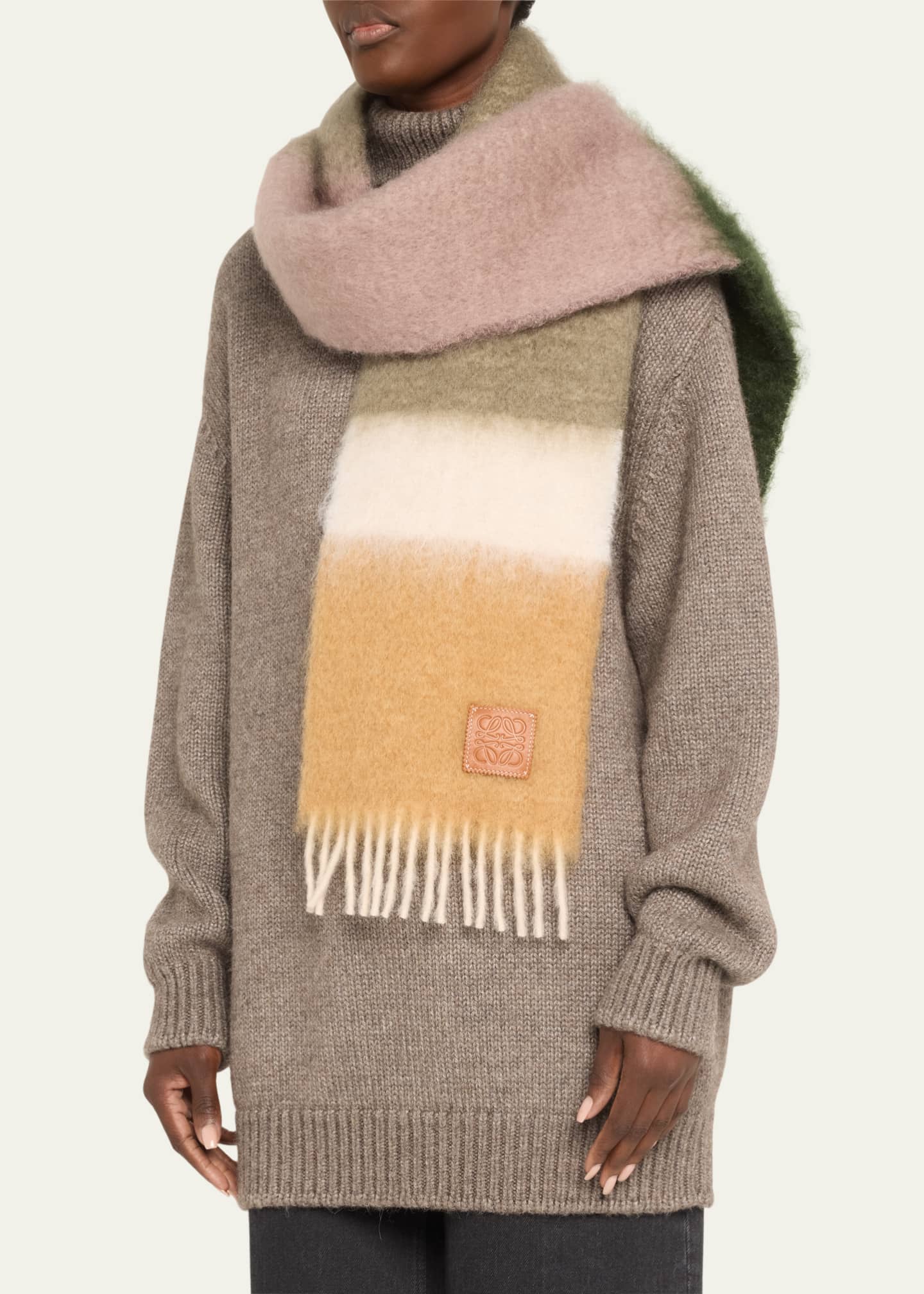 Loewe Color-Block Stripe Wool & Mohair Scarf - Bergdorf Goodman