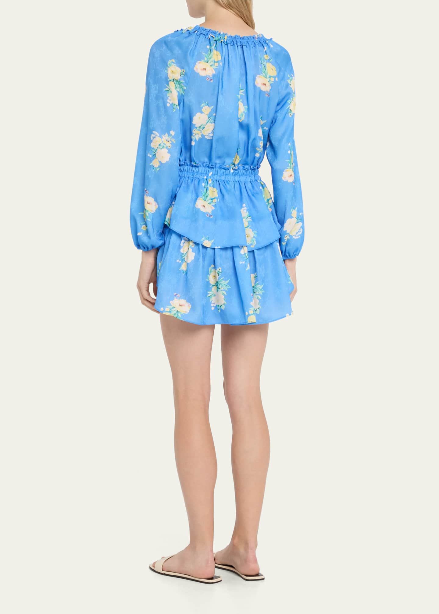 LoveShackFancy Tiered Puff-Sleeve Mini Popover Dress - Bergdorf Goodman