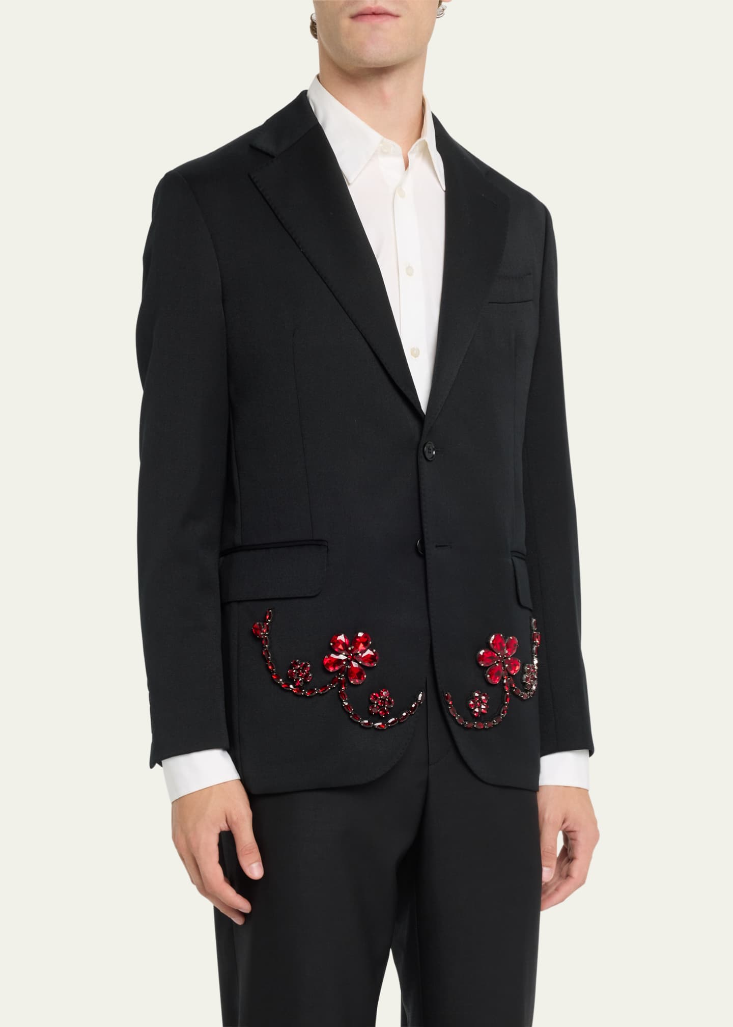 Simone Rocha Men's Crystal-Embellished Floral Sport Coat - Bergdorf Goodman