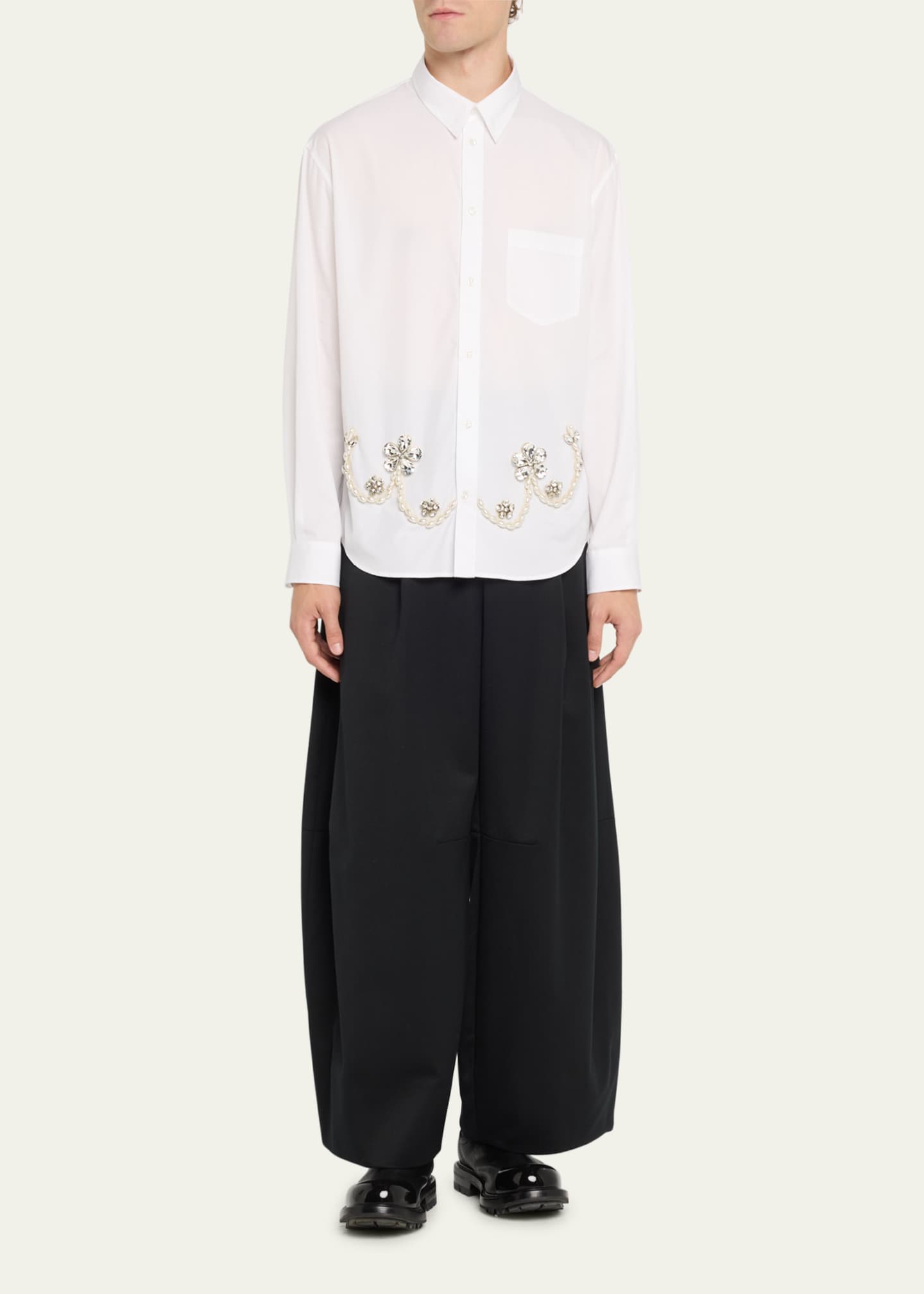 Simone Rocha Men's Floral Crystal-Embellished Sport Shirt - Bergdorf ...