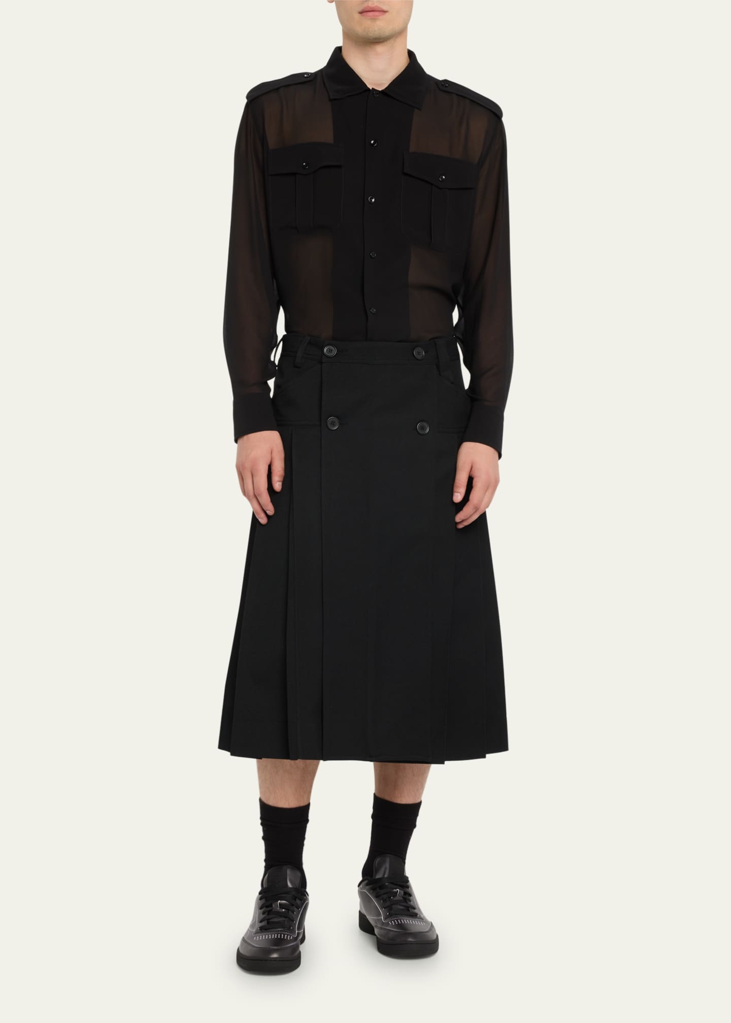Simone Rocha Men's Classic Pleated Twill Kilt - Bergdorf Goodman
