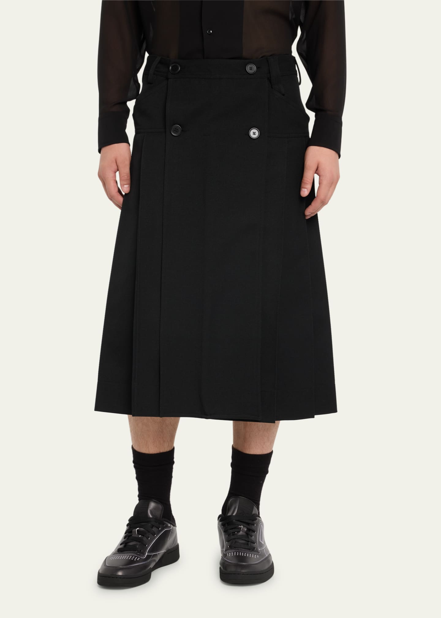 Simone Rocha Men's Classic Pleated Twill Kilt - Bergdorf Goodman