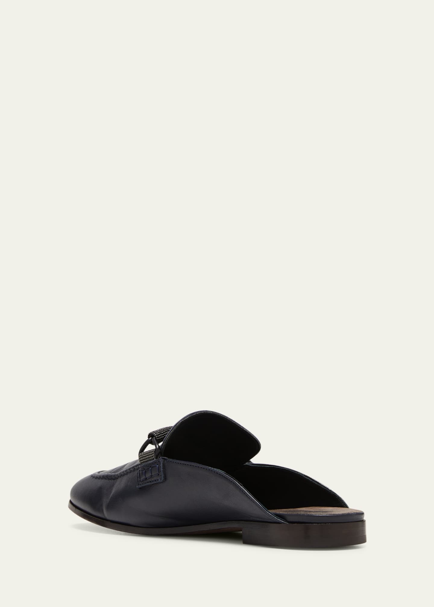 Brunello Cucinelli Leather Tubular Monili Loafer Mules - Bergdorf Goodman