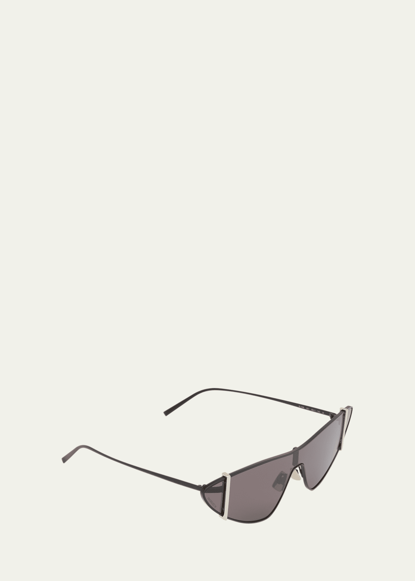 Saint Laurent Sleek Metal Cat-Eye Shield Sunglasses With Golden Accents ...