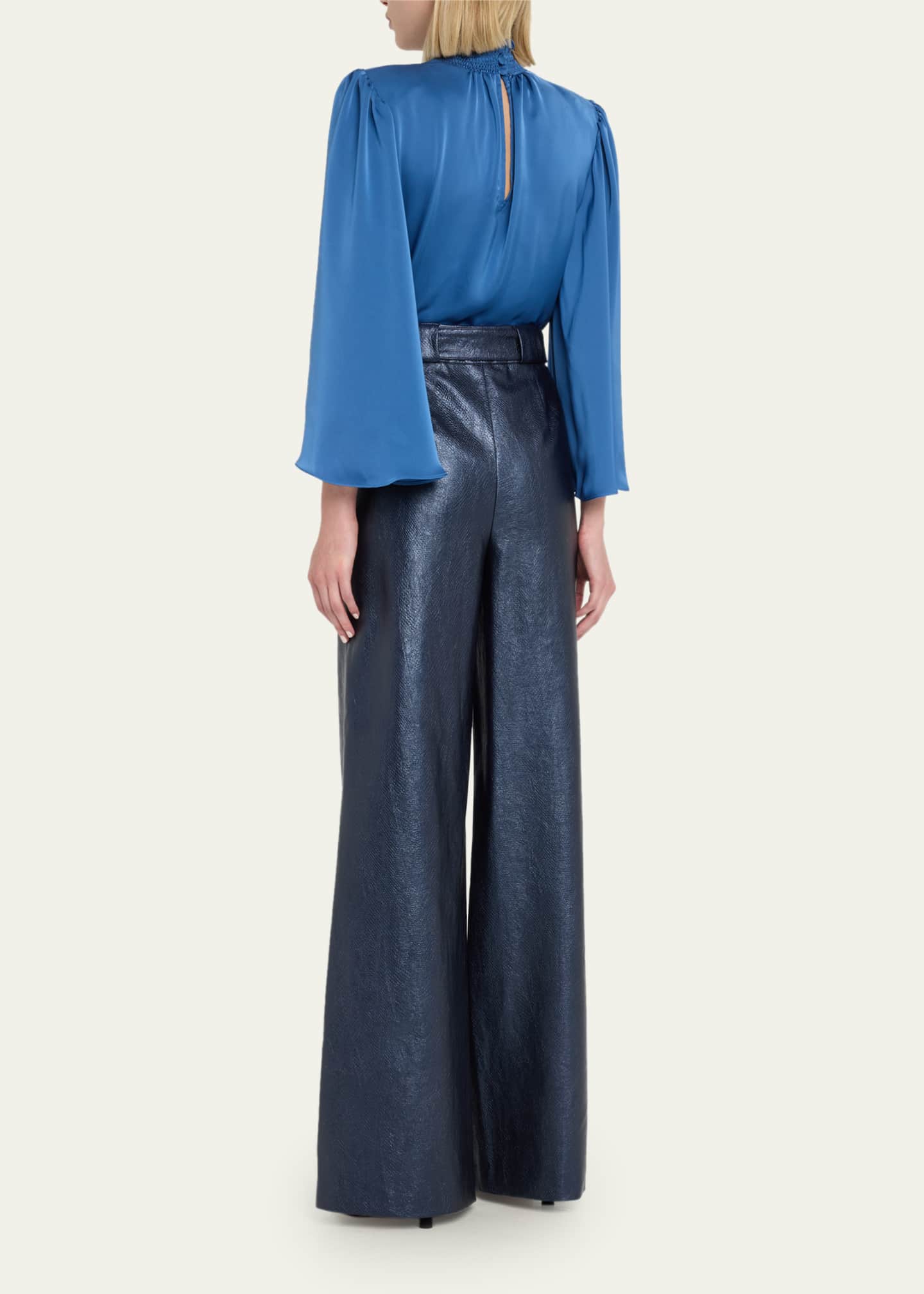 Ramy Brook Bella Belted Metallic Faux Leather Pants - Bergdorf Goodman