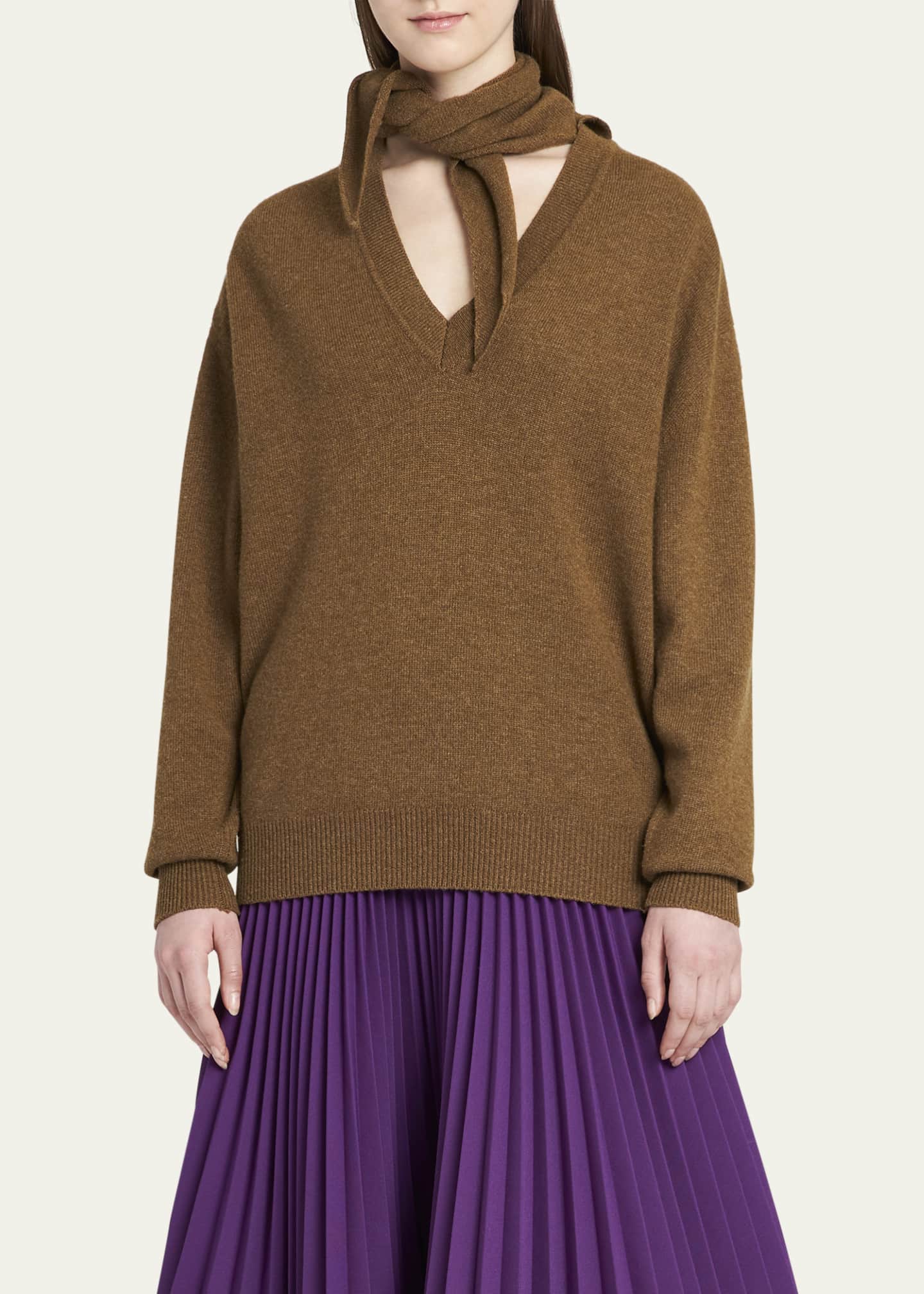 Plan C Scarf-Neck Wool-Cashmere Sweater - Bergdorf Goodman