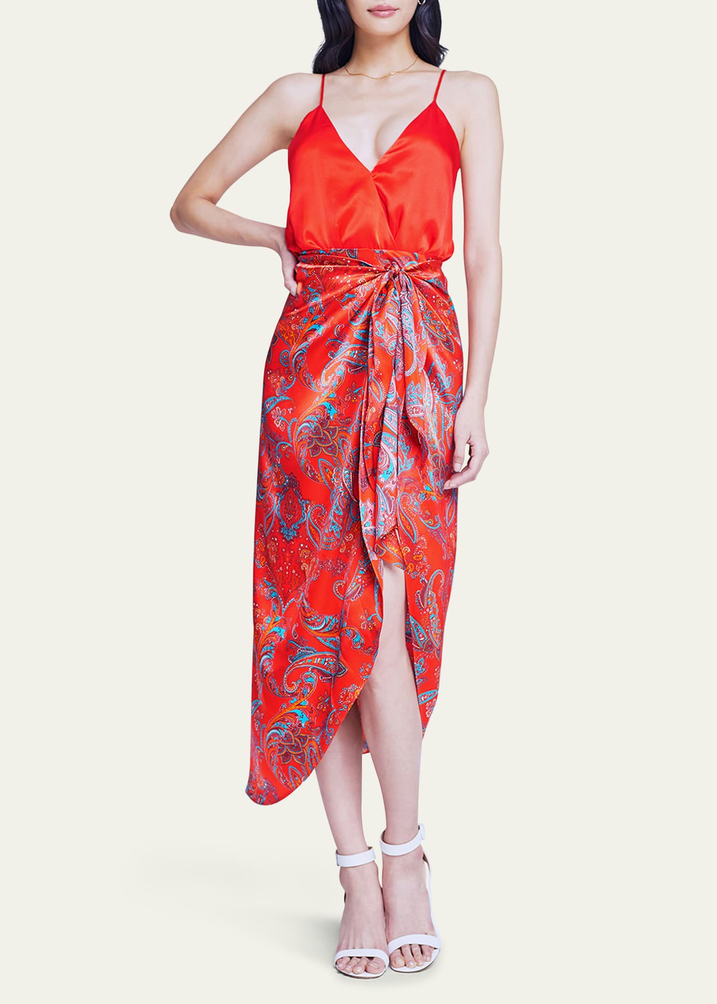 L'Agence Jaxon Draped Silk Bodysuit - Bergdorf Goodman