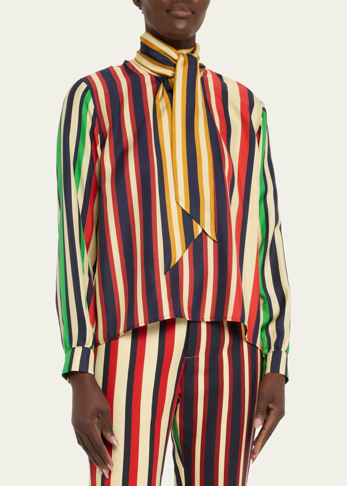 Libertine Eton Striped Tie-Neck Blouse - Bergdorf Goodman