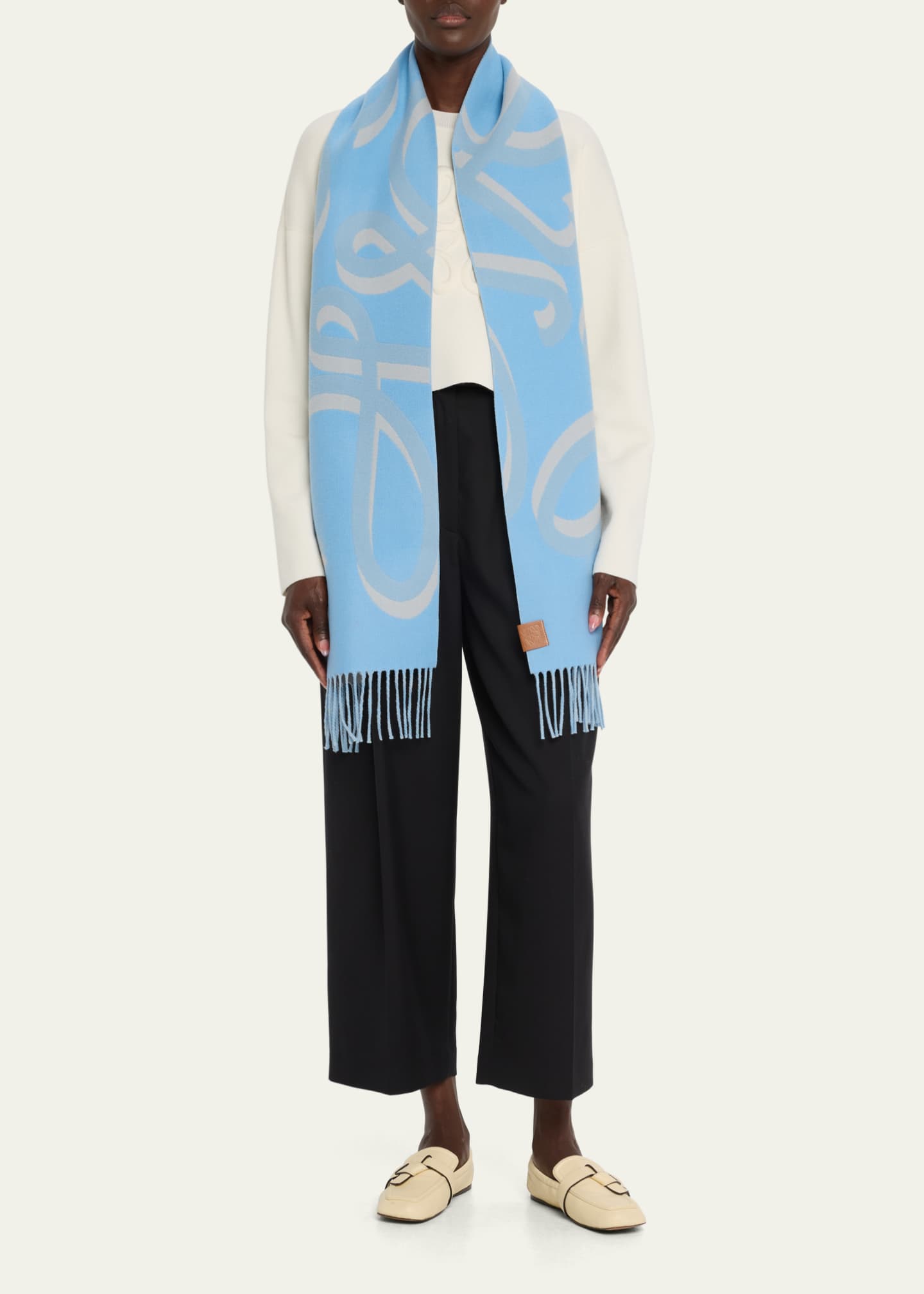 Loewe Anagram Wool-Cashmere Scarf - Bergdorf Goodman