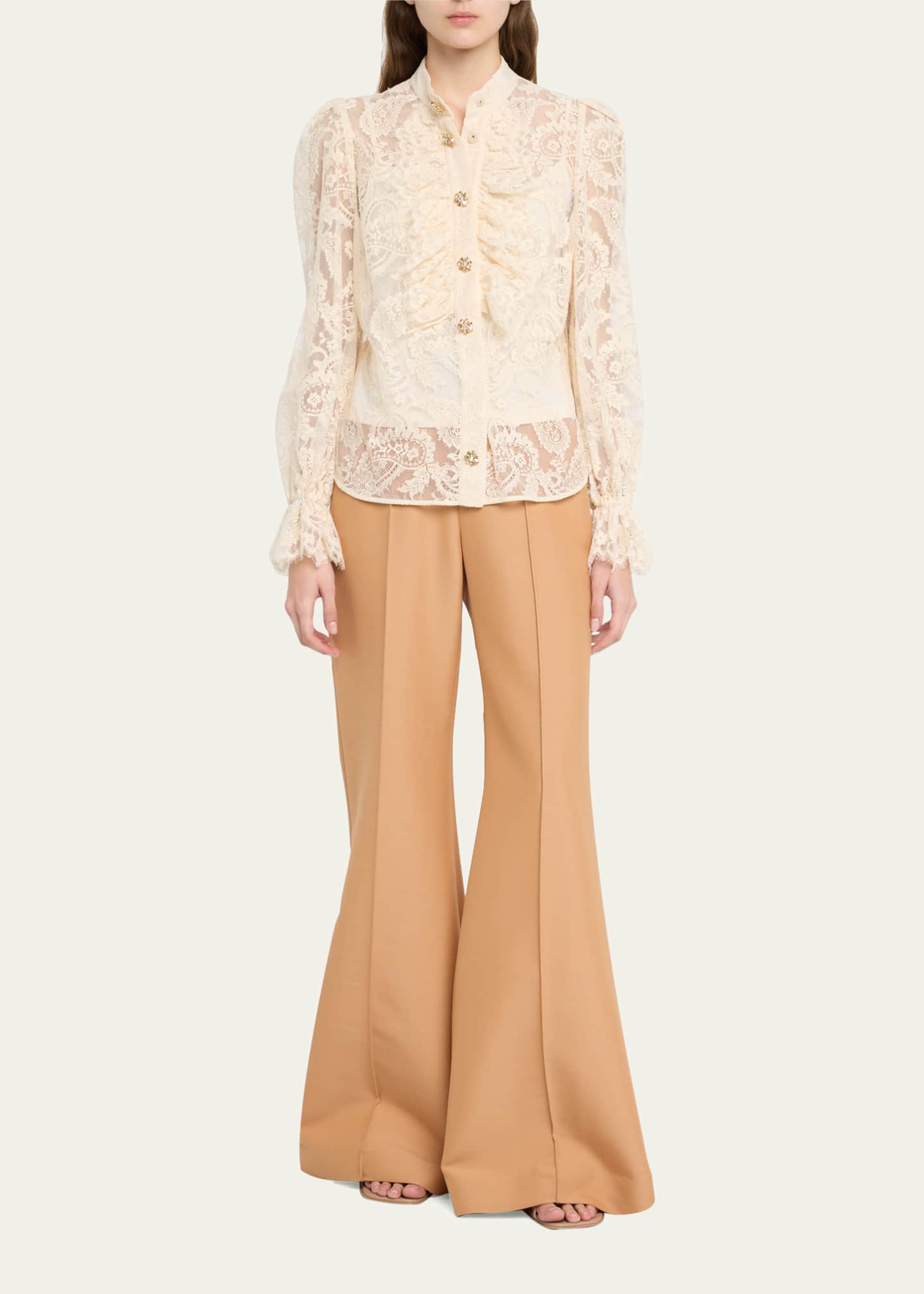 Zimmermann Lyrical Lace Button-Front Blouse - Bergdorf Goodman