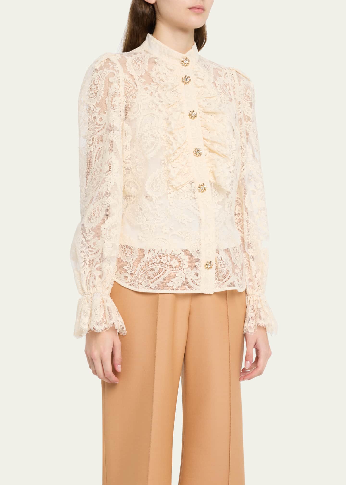 Zimmermann Lyrical Lace Button-Front Blouse - Bergdorf Goodman