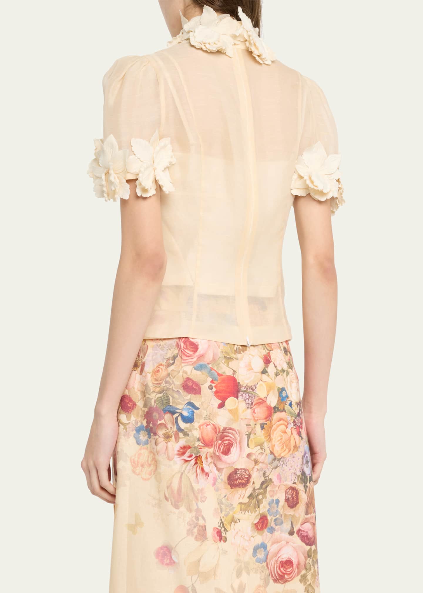 Zimmermann Luminosity Liftoff Sheer Flower Top - Bergdorf Goodman