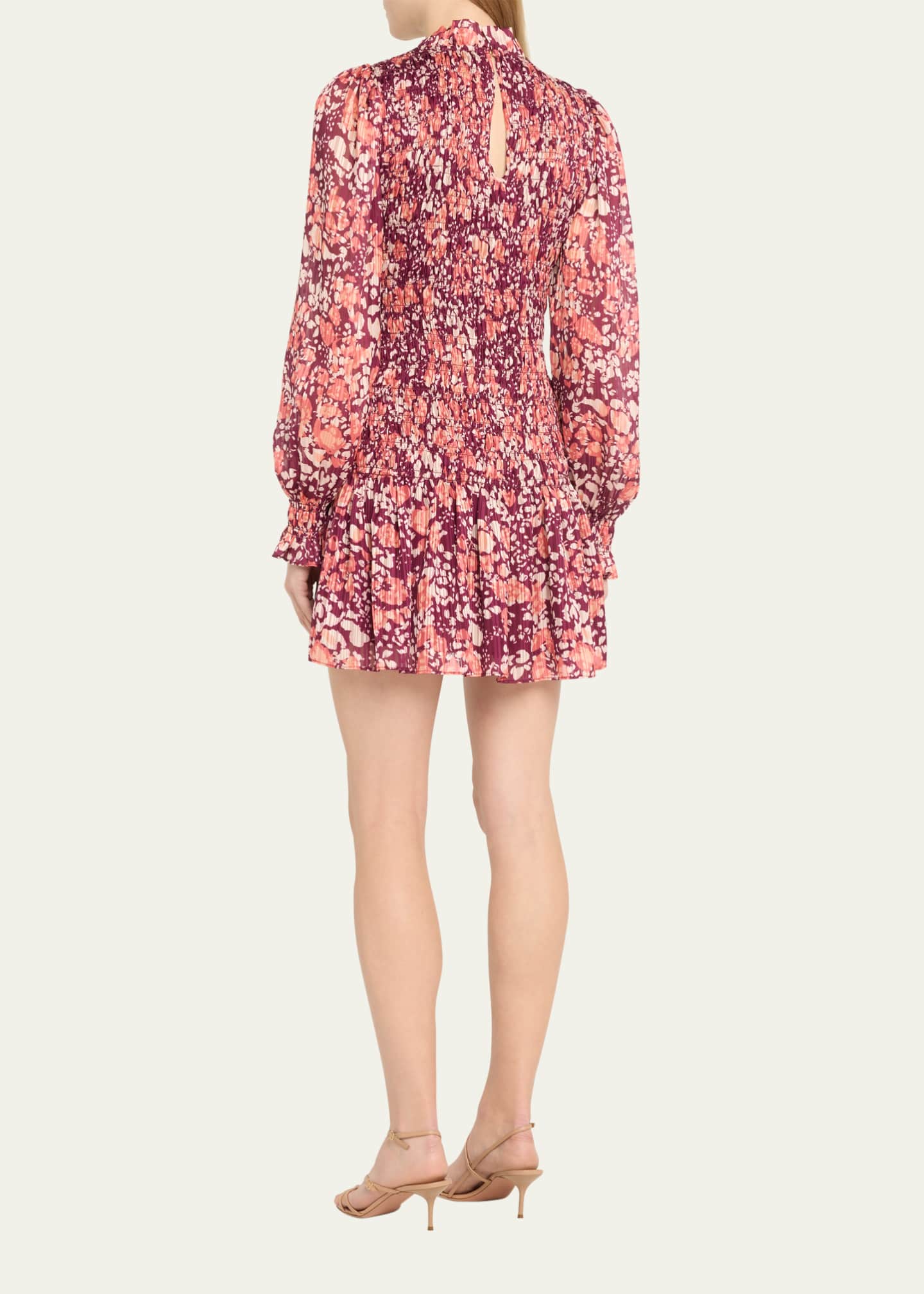 Ramy Brook Lucia Smocked Long-Sleeve Mini Dress - Bergdorf Goodman