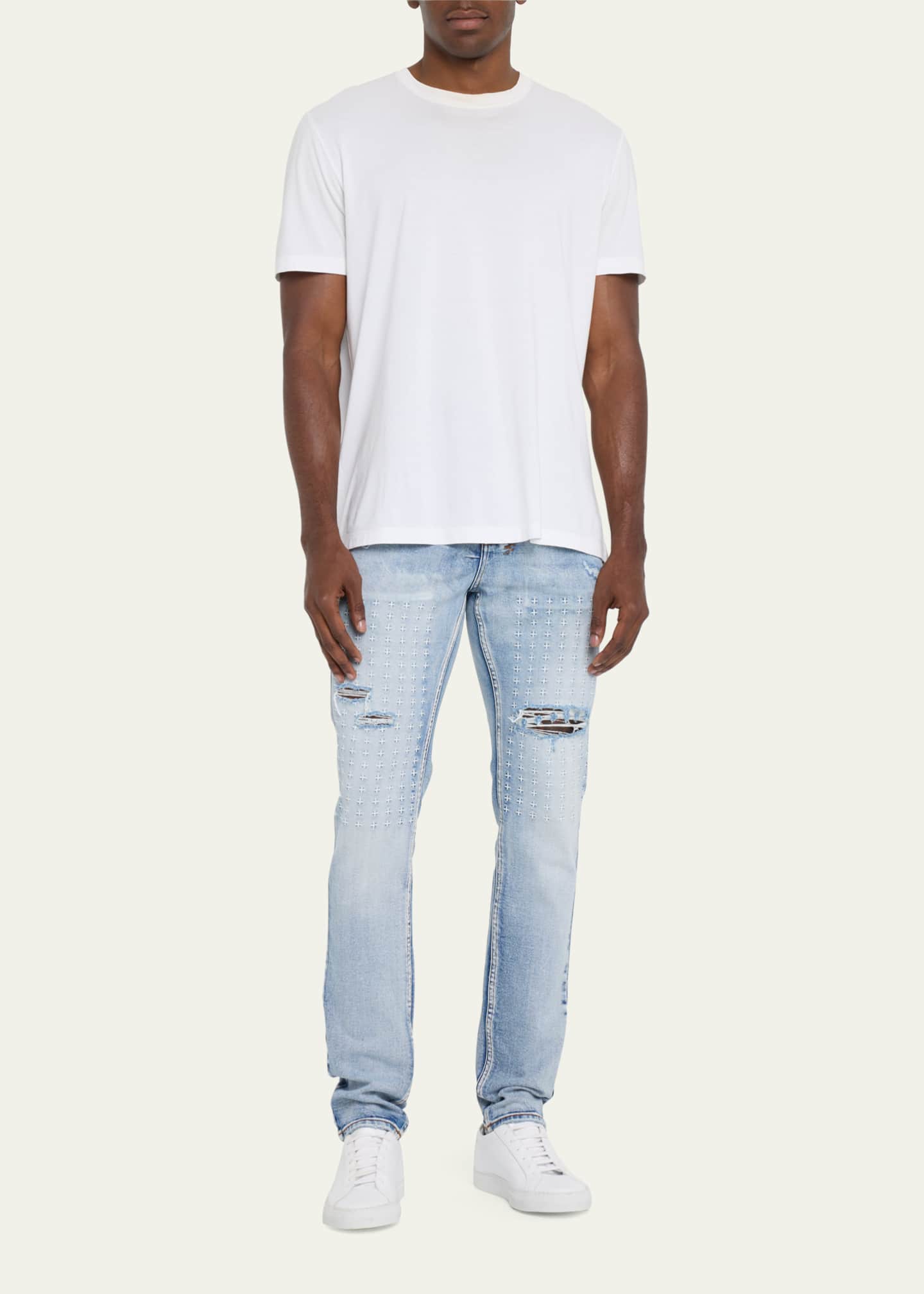 Ksubi Men's Cross Embroidered Trashed Chitch Jeans - Bergdorf Goodman