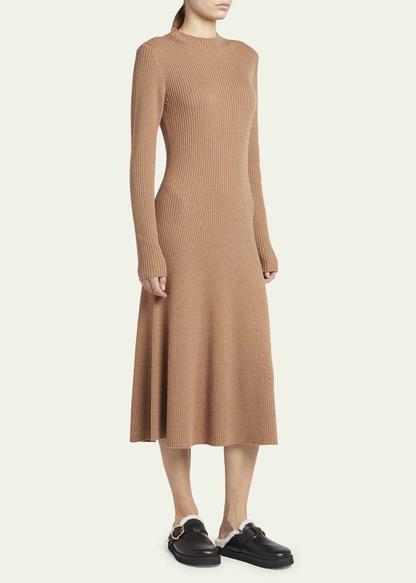 Moncler Ribbed Knit Wool Midi Dress - Bergdorf Goodman
