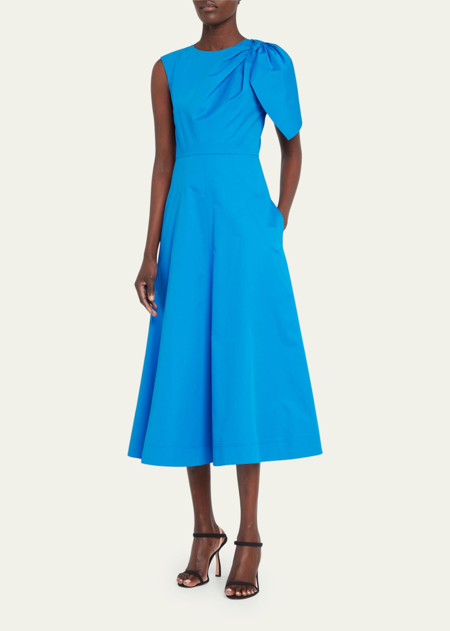 Roland Mouret Sleeveless Midi Aline Dress With Bow On Shoulder ...