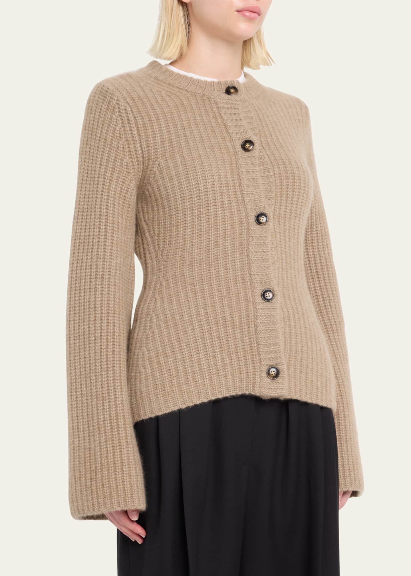 Loulou Studio Rasa Cashmere Ribbed Button-Front Cardigan - Bergdorf Goodman