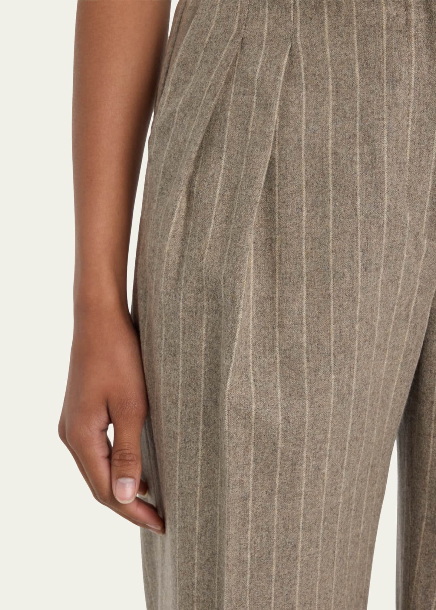 Loulou Studio Amoya Pinstripe Pleated Wide-Leg Cashmere Pants ...