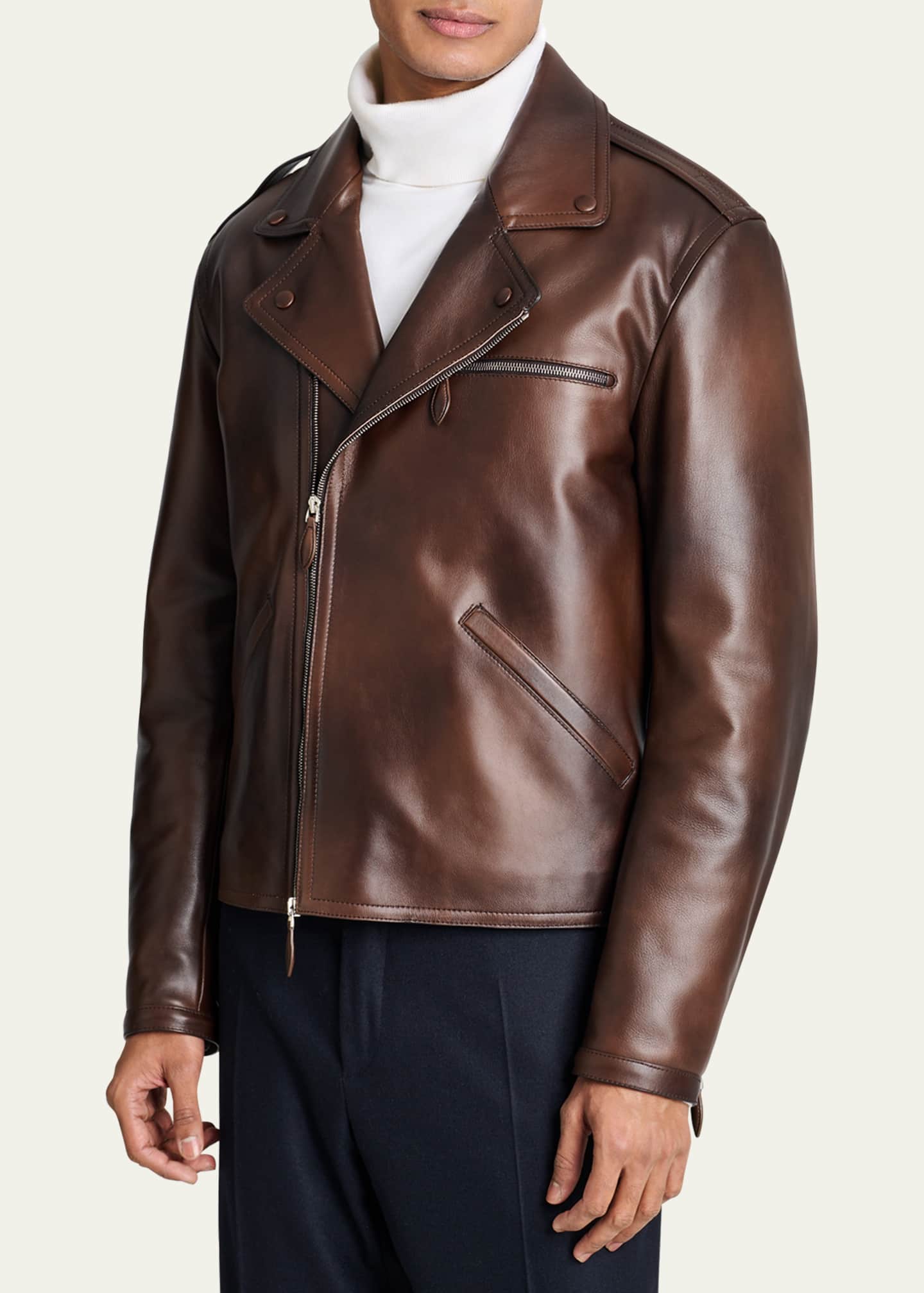 Berluti Men's Leather Moto Jacket - Bergdorf Goodman