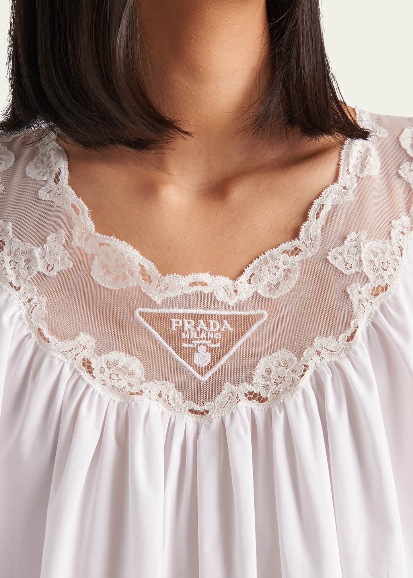 Prada Lace Poplin Mini Dress - Bergdorf Goodman