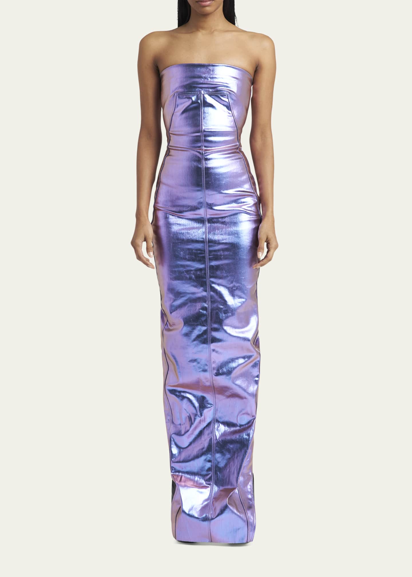 Rick Owens Strapless Column Fitted Metallic Gown - Bergdorf Goodman