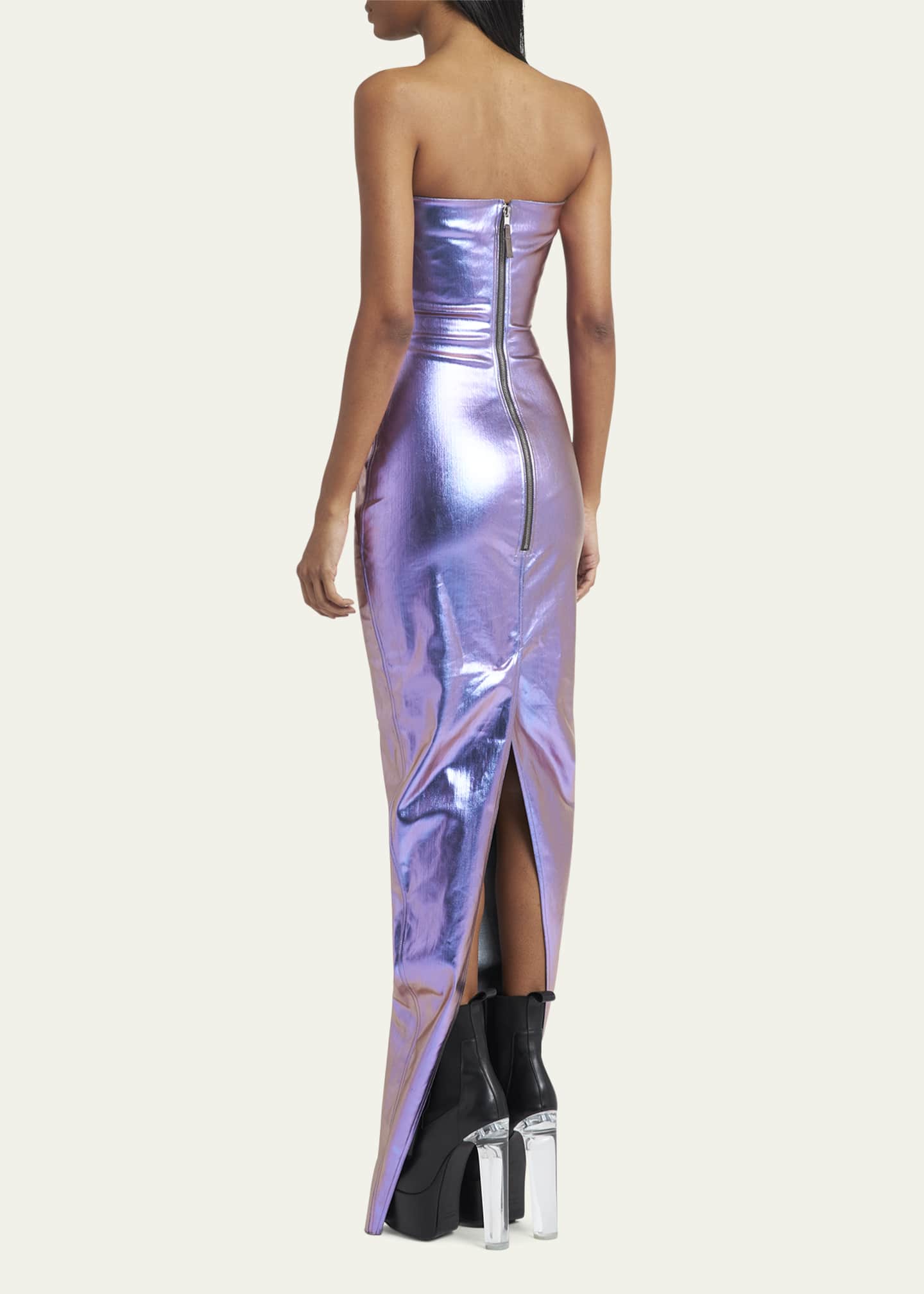 Rick Owens Strapless Column Fitted Metallic Gown - Bergdorf Goodman