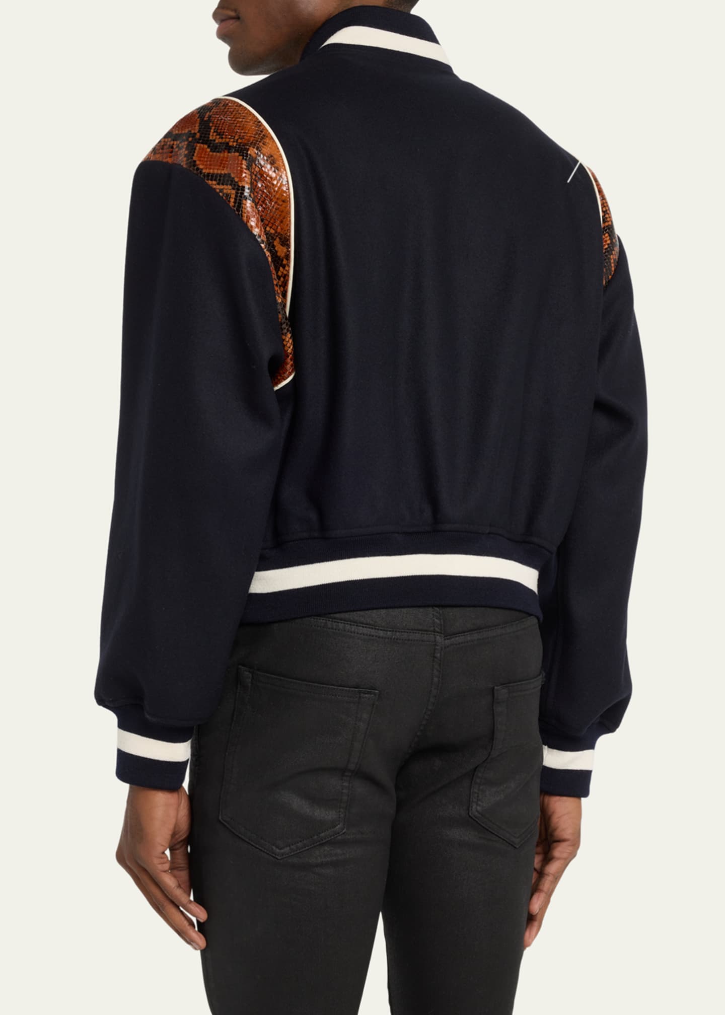 Bally Men's Varsity Bomber Jacket with Snake Print - Bergdorf Goodman