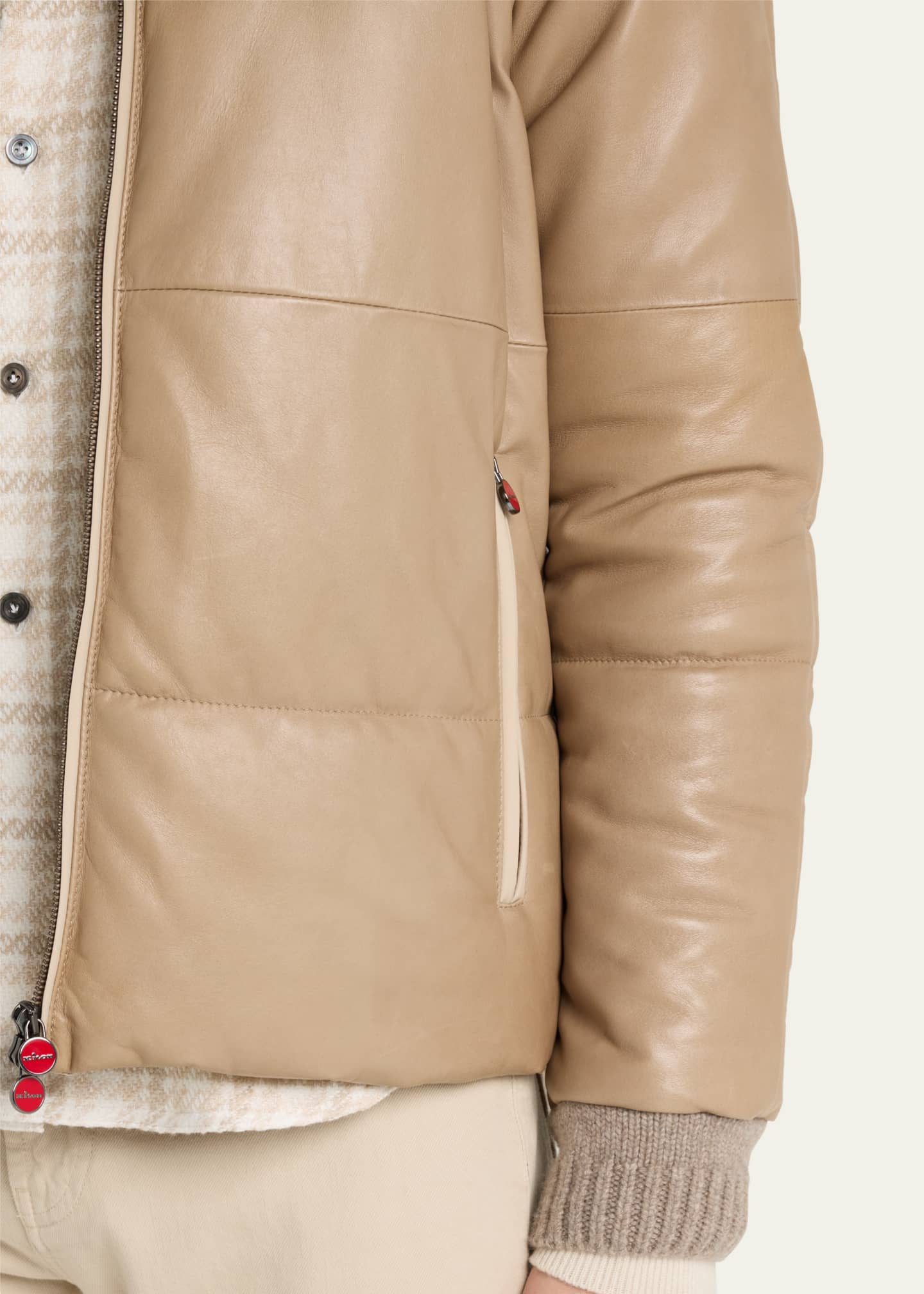 Kiton Men's Full-Zip Padded Leather Blouson Jacket - Bergdorf Goodman