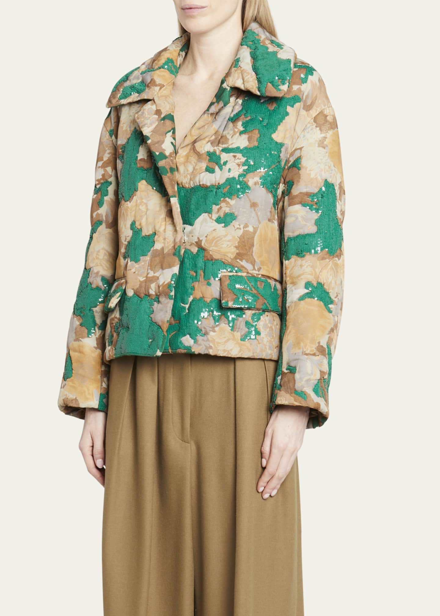 Dries Van Noten Vondi Floral-Print Sequined Jacket - Bergdorf Goodman