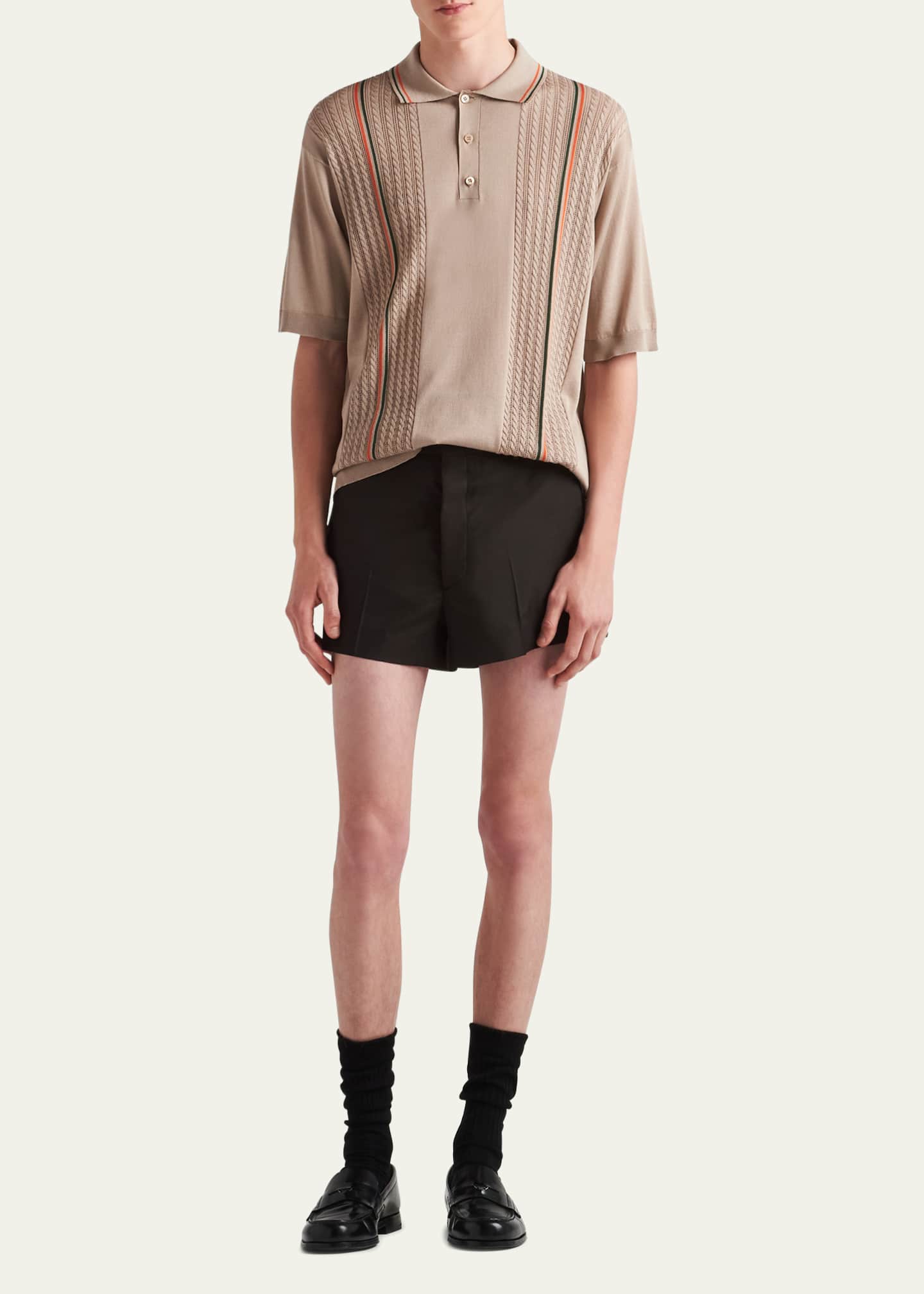 Prada Men's 70s Knit Polo Shirt - Bergdorf Goodman