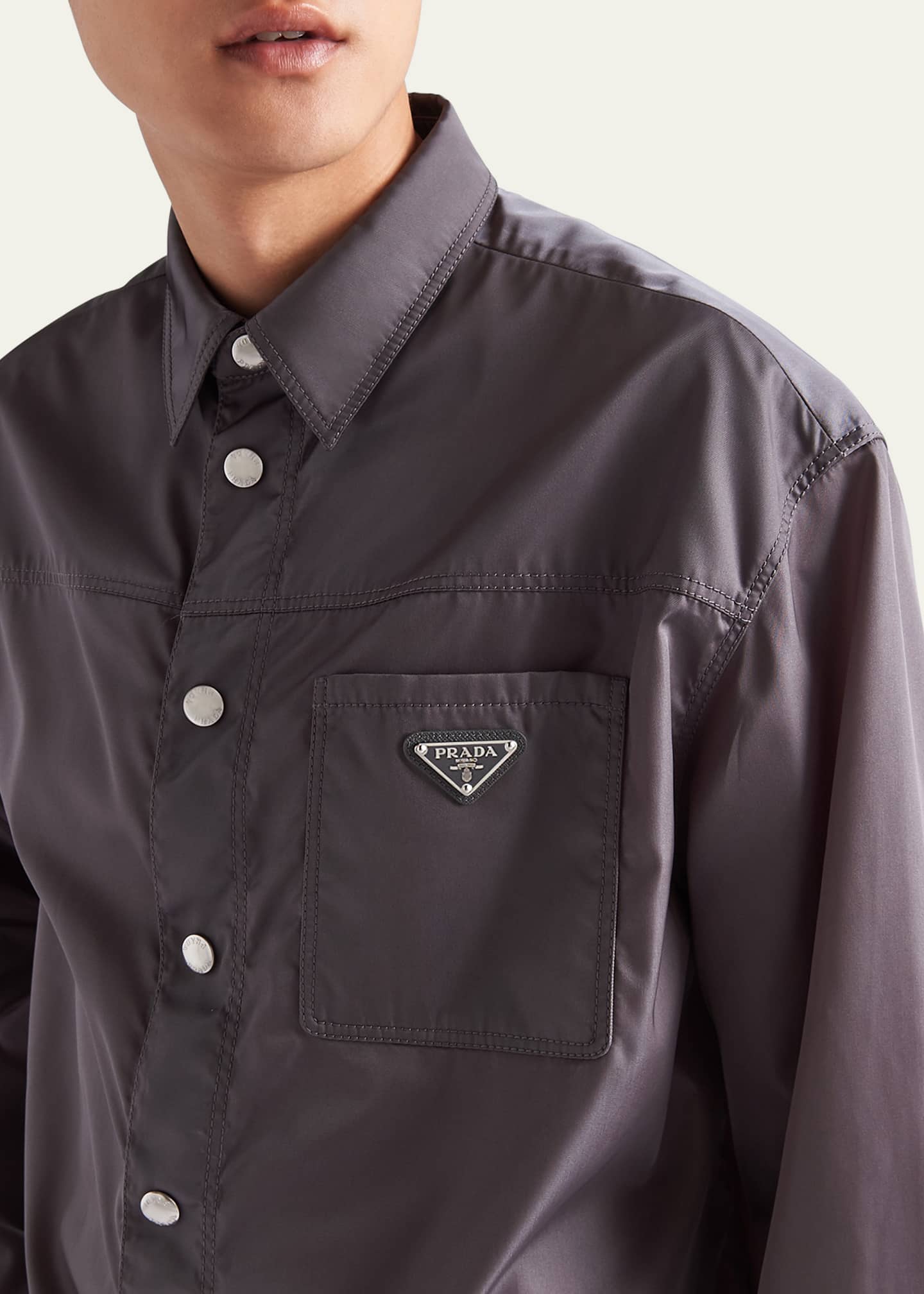 Prada Men's Re-Nylon Snap Shirt - Bergdorf Goodman