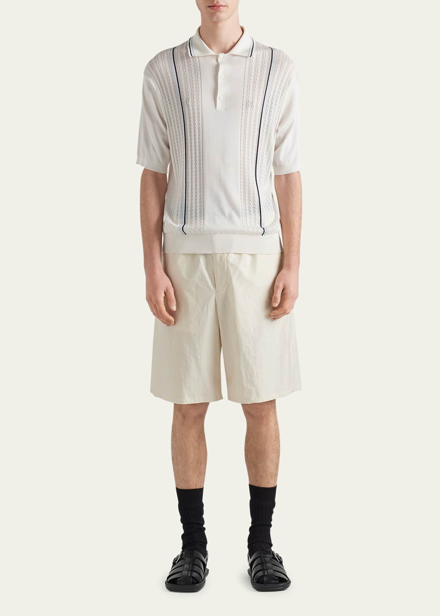 Prada Men's 70s Knit Polo Shirt - Bergdorf Goodman
