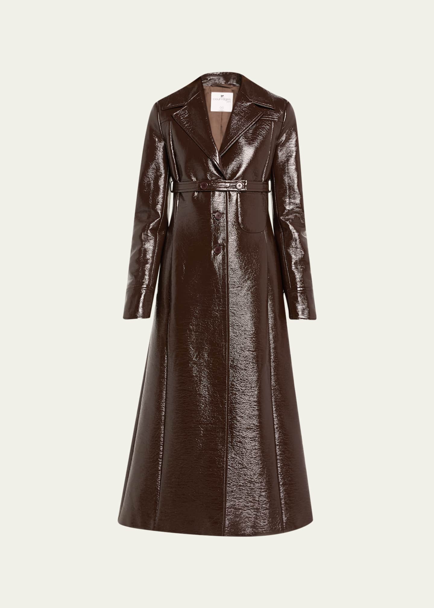 Courreges Vinyl Tailored Belted Coat - Bergdorf Goodman