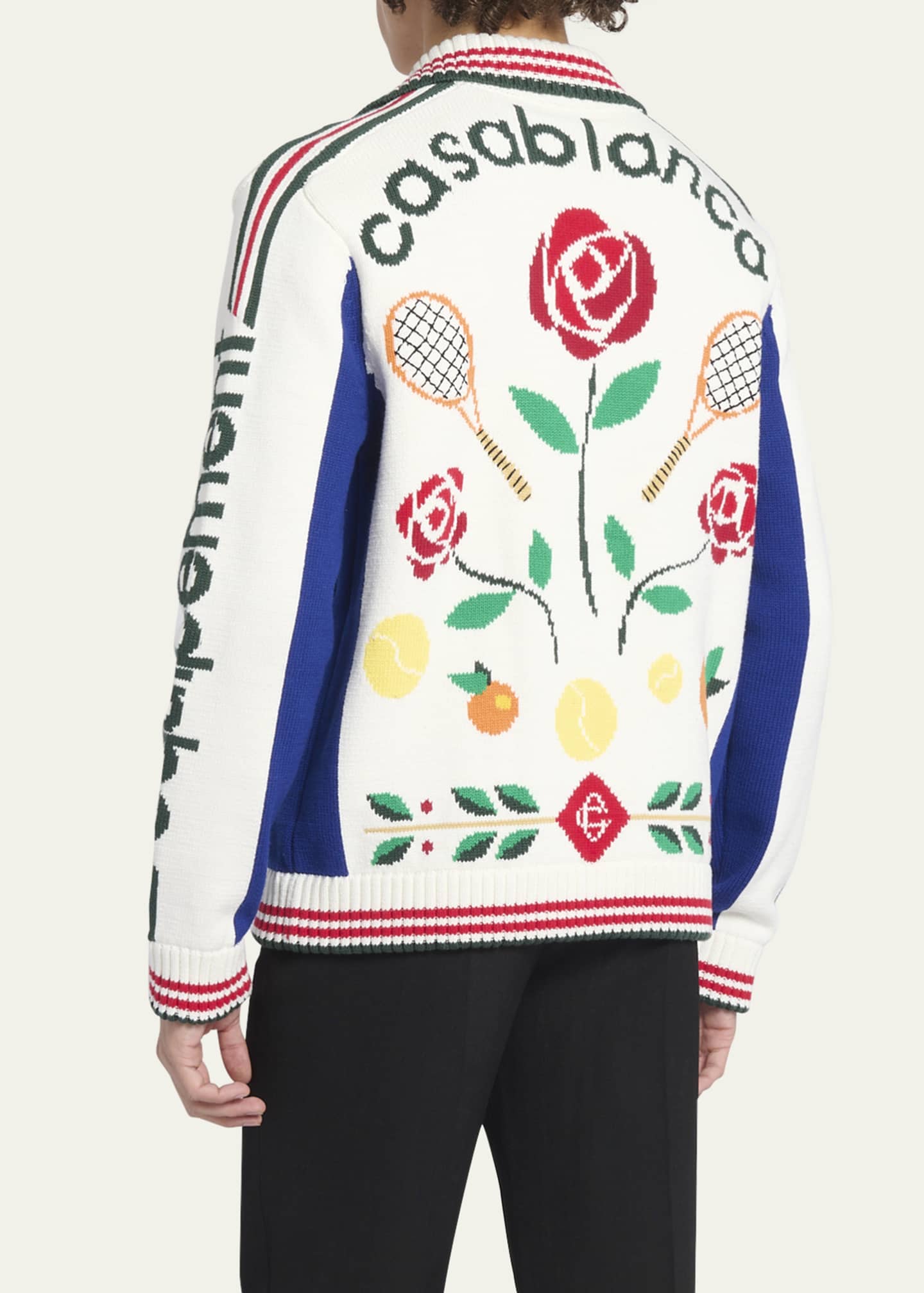 CASABLANCA Men's Laurel Intarsia Knit Jacket - Bergdorf Goodman