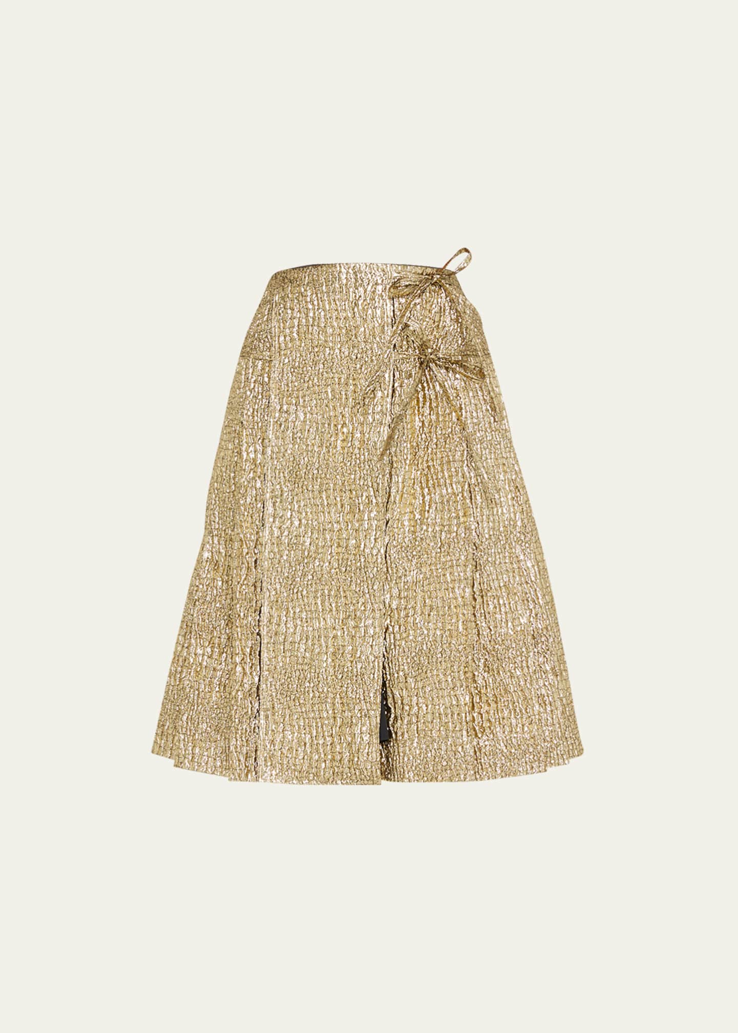 Simone Rocha Metallic Pleated Midi Kilt with Ties - Bergdorf Goodman